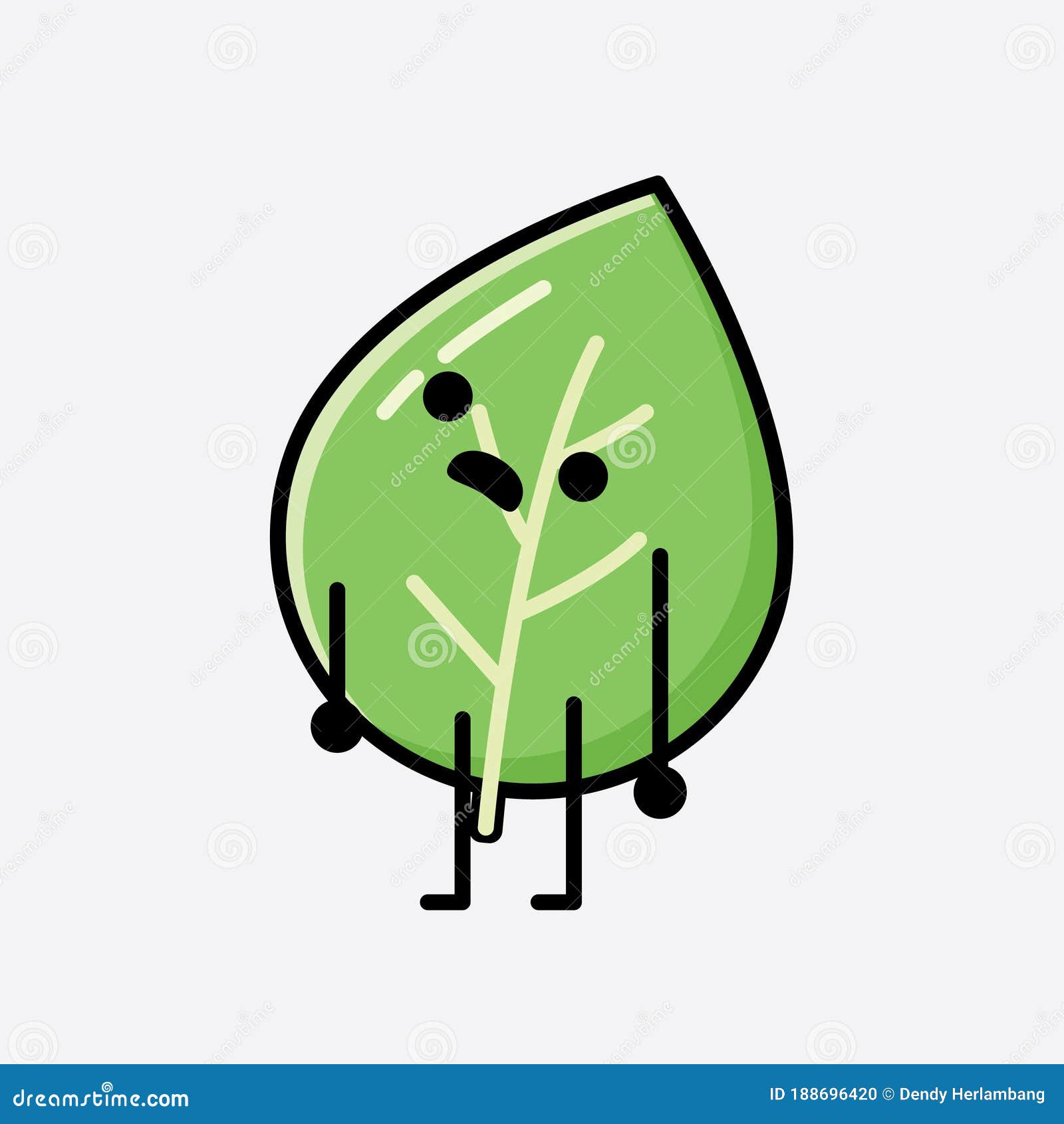 Cute Leaf Mascot Vector Character in Flat Design Style Stock Vector ...