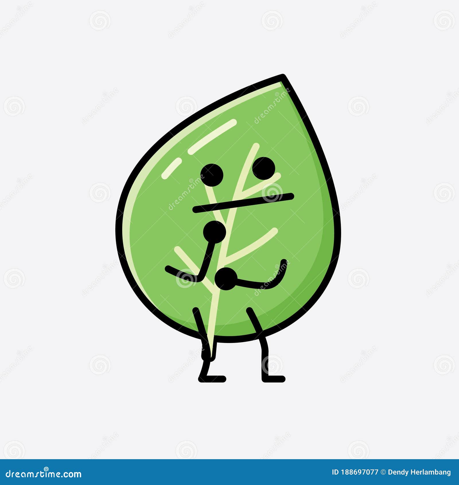 Cute Leaf Mascot Vector Character in Flat Design Style Stock Vector ...