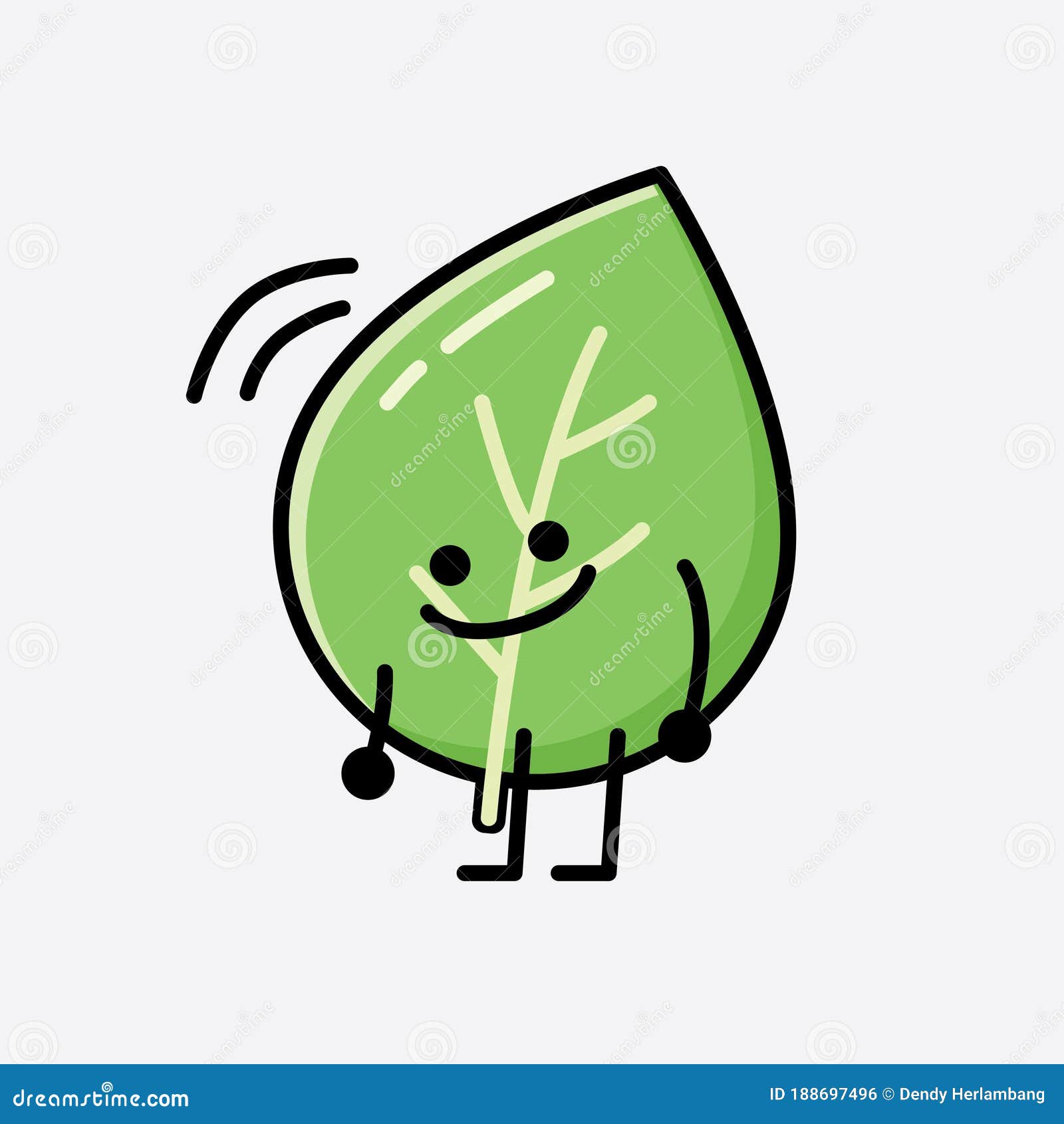 Cute Leaf Mascot Vector Character in Flat Design Style Stock Vector ...