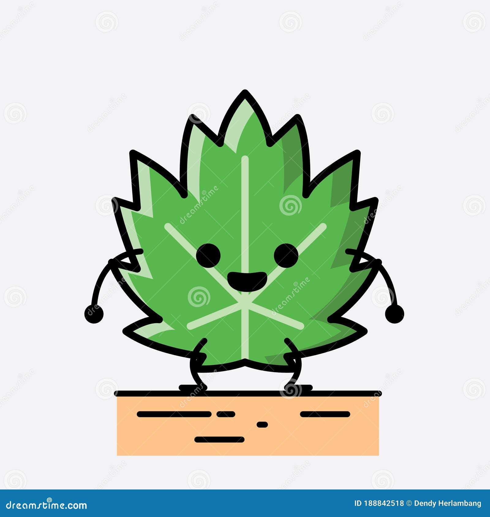 Cute Leaf Mascot Vector Character in Flat Design Style Stock Vector ...