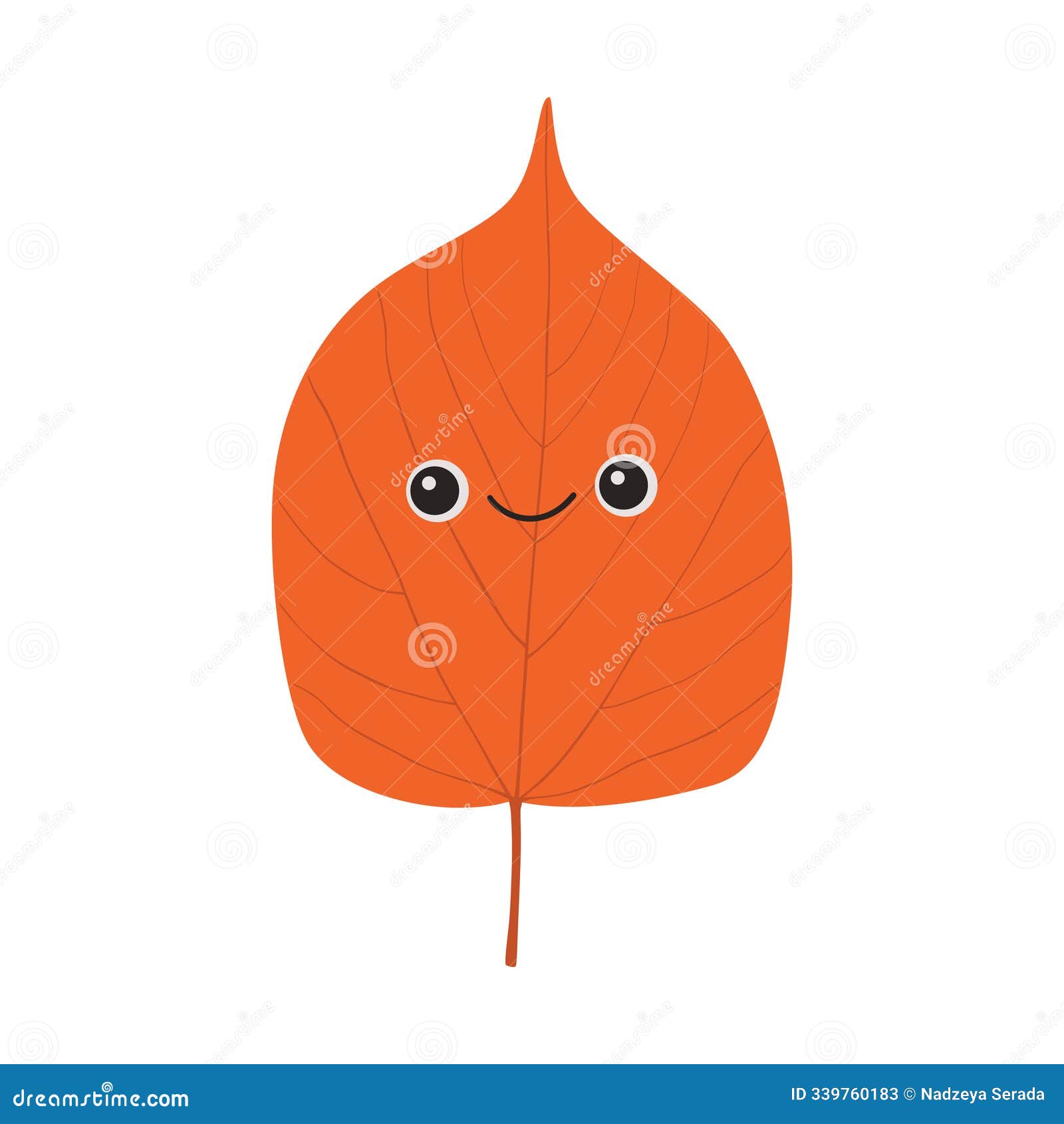 Cute Leaf with Smiling Face Stock Illustration - Illustration of icon ...