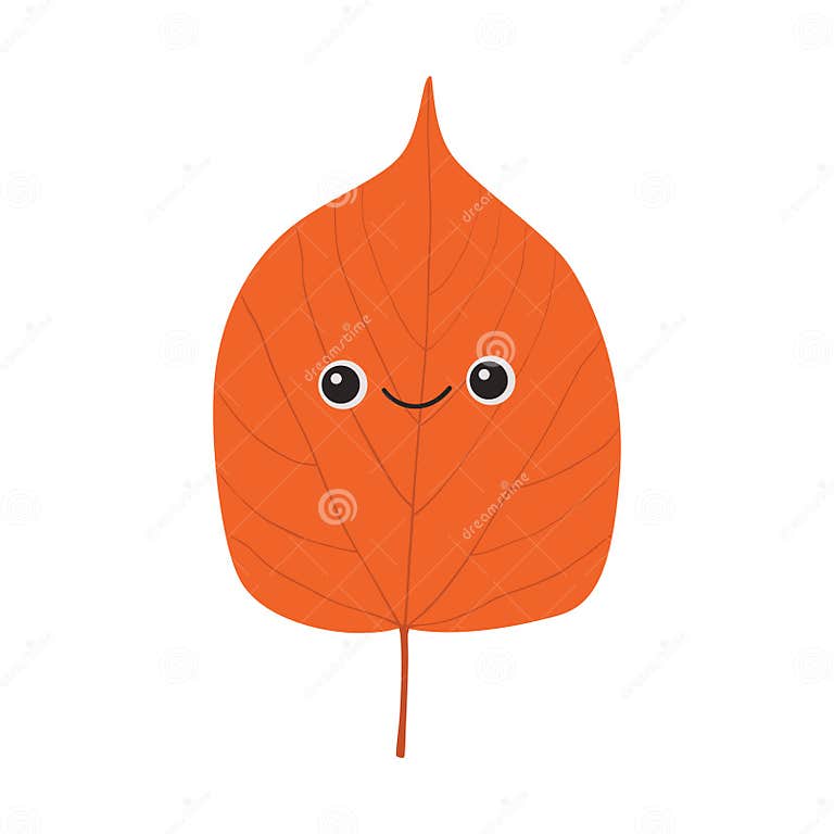 Cute Leaf with Smiling Face Stock Illustration - Illustration of icon ...