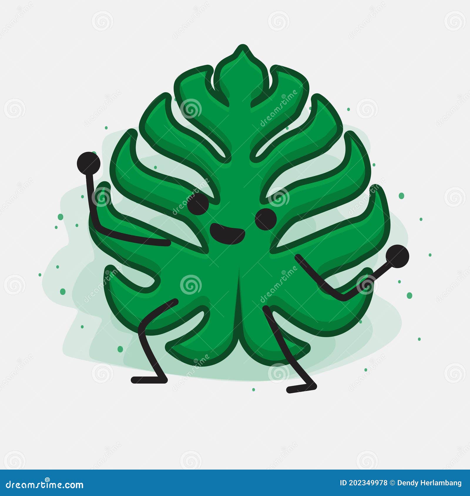 Cute Leaf Vector Character stock vector. Illustration of happy - 202349978