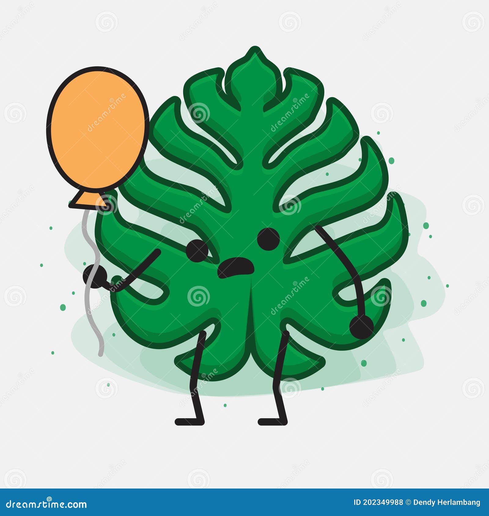 Cute Leaf Vector Character stock vector. Illustration of flat - 202349988