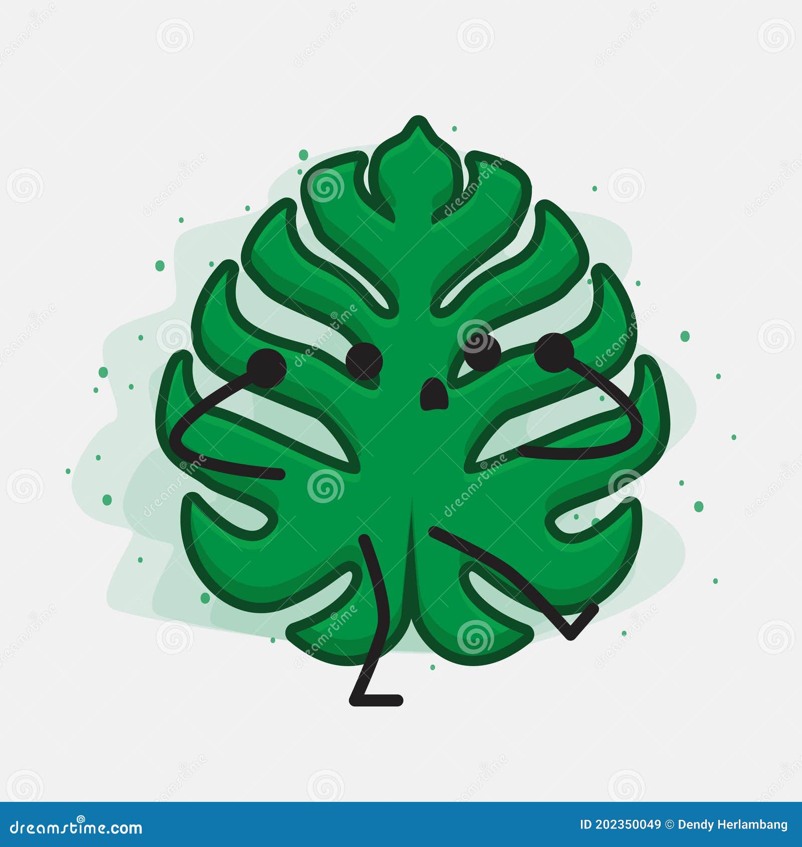 Cute Leaf Vector Character stock vector. Illustration of label - 202350049