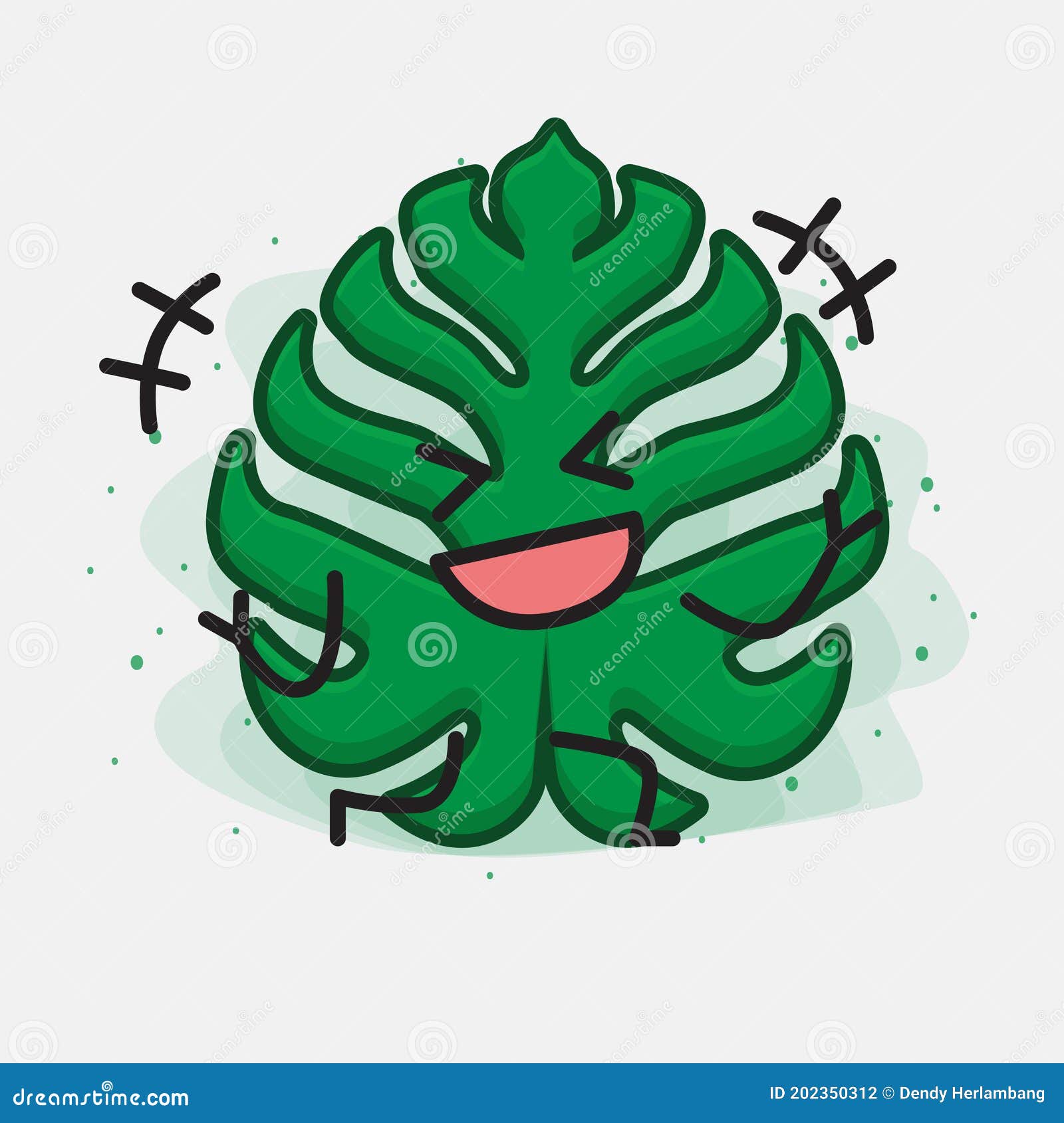 Cute Leaf Vector Character stock vector. Illustration of natural ...