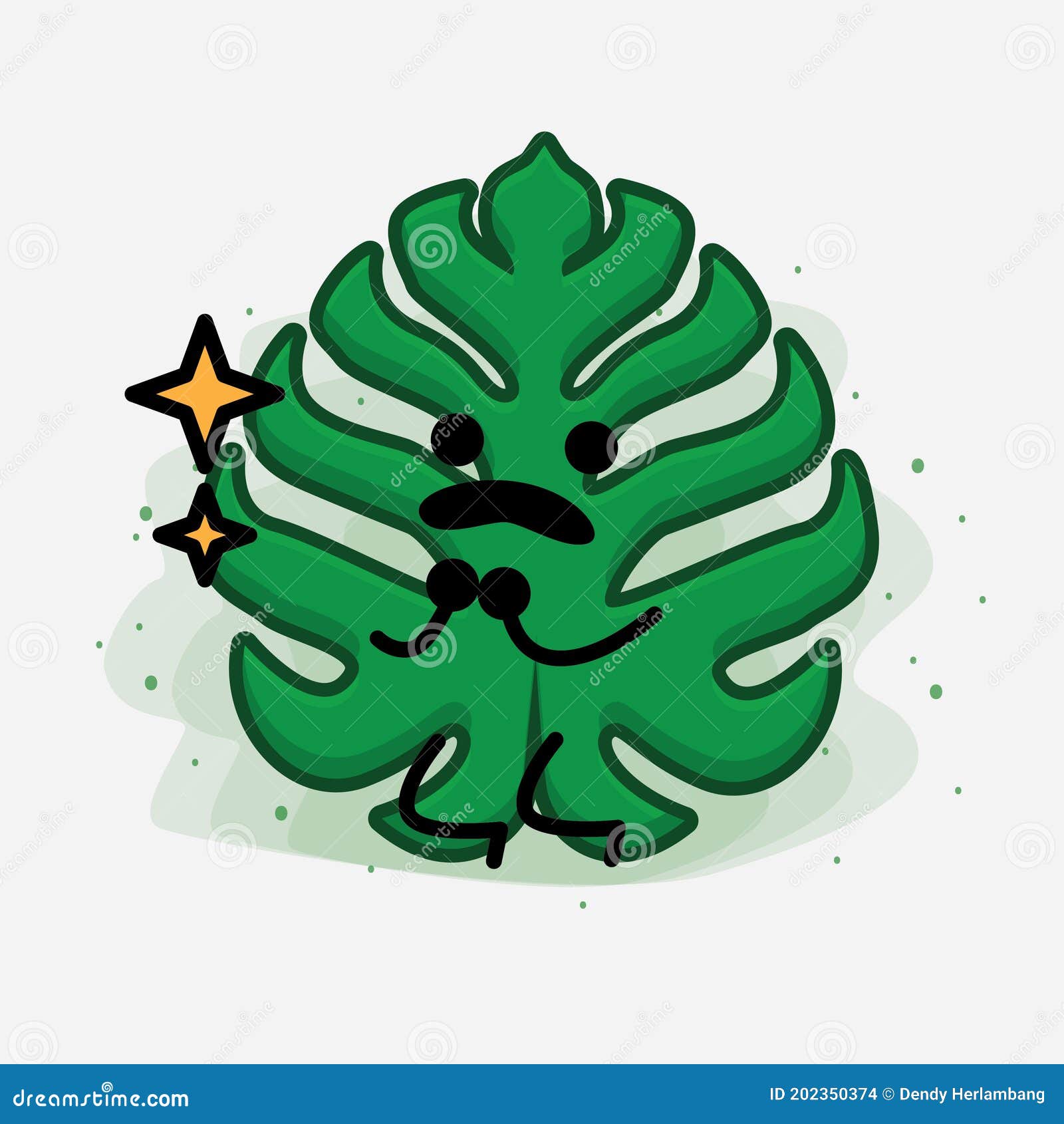 Cute Leaf Vector Character stock vector. Illustration of flat - 202350374