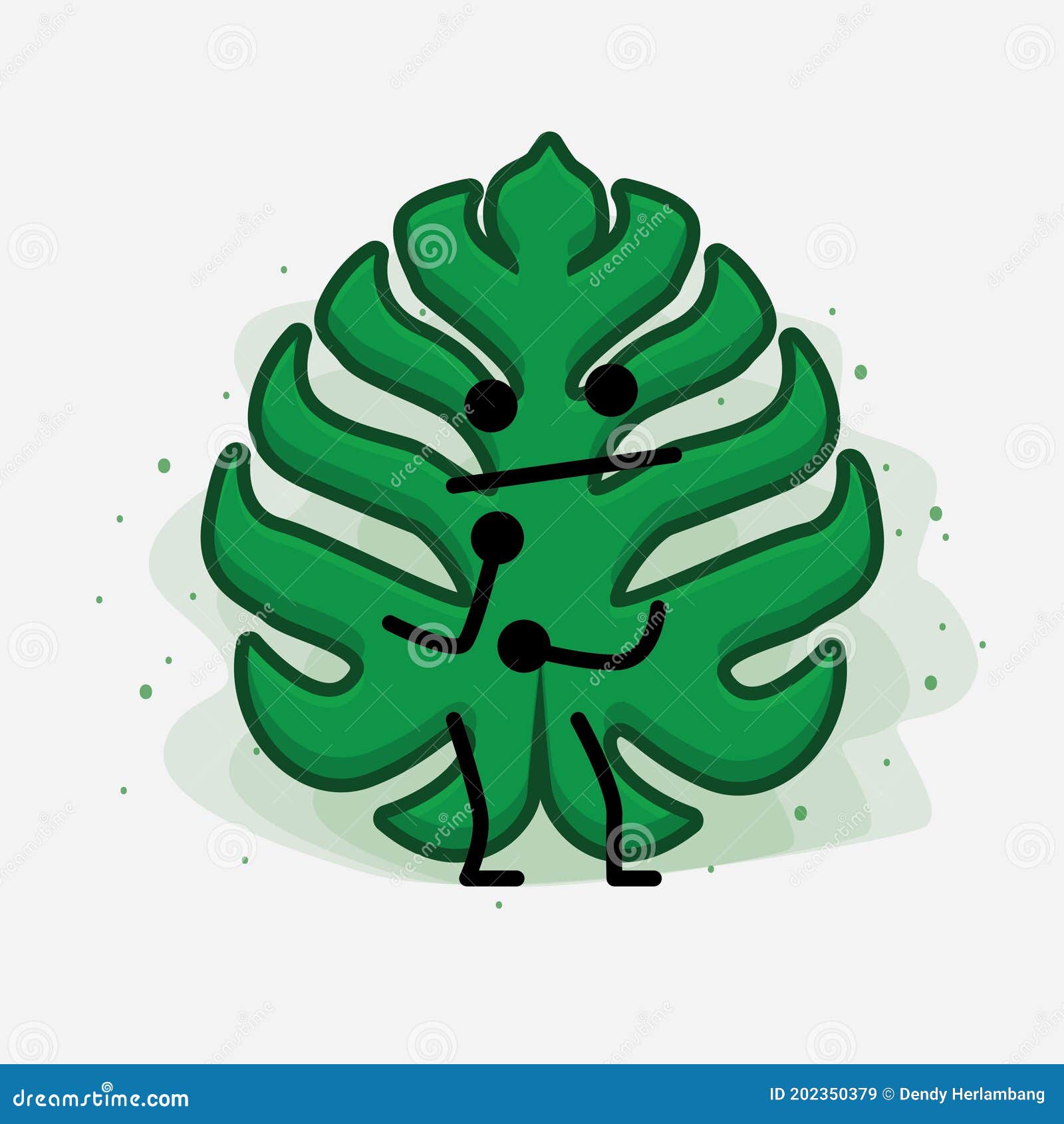 Cute Leaf Vector Character stock vector. Illustration of flat - 202350379