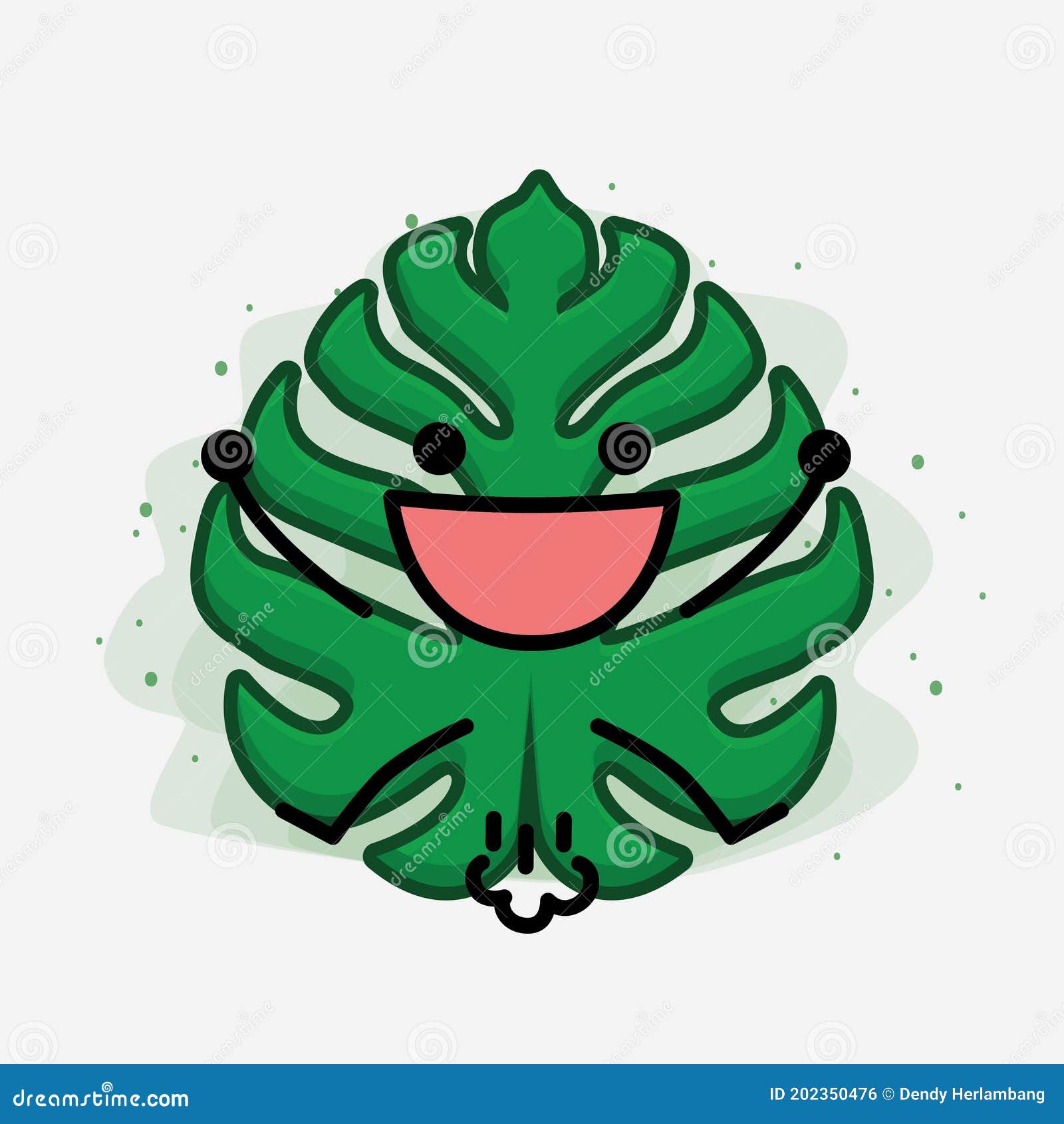 Cute Leaf Vector Character stock vector. Illustration of happy - 202350476