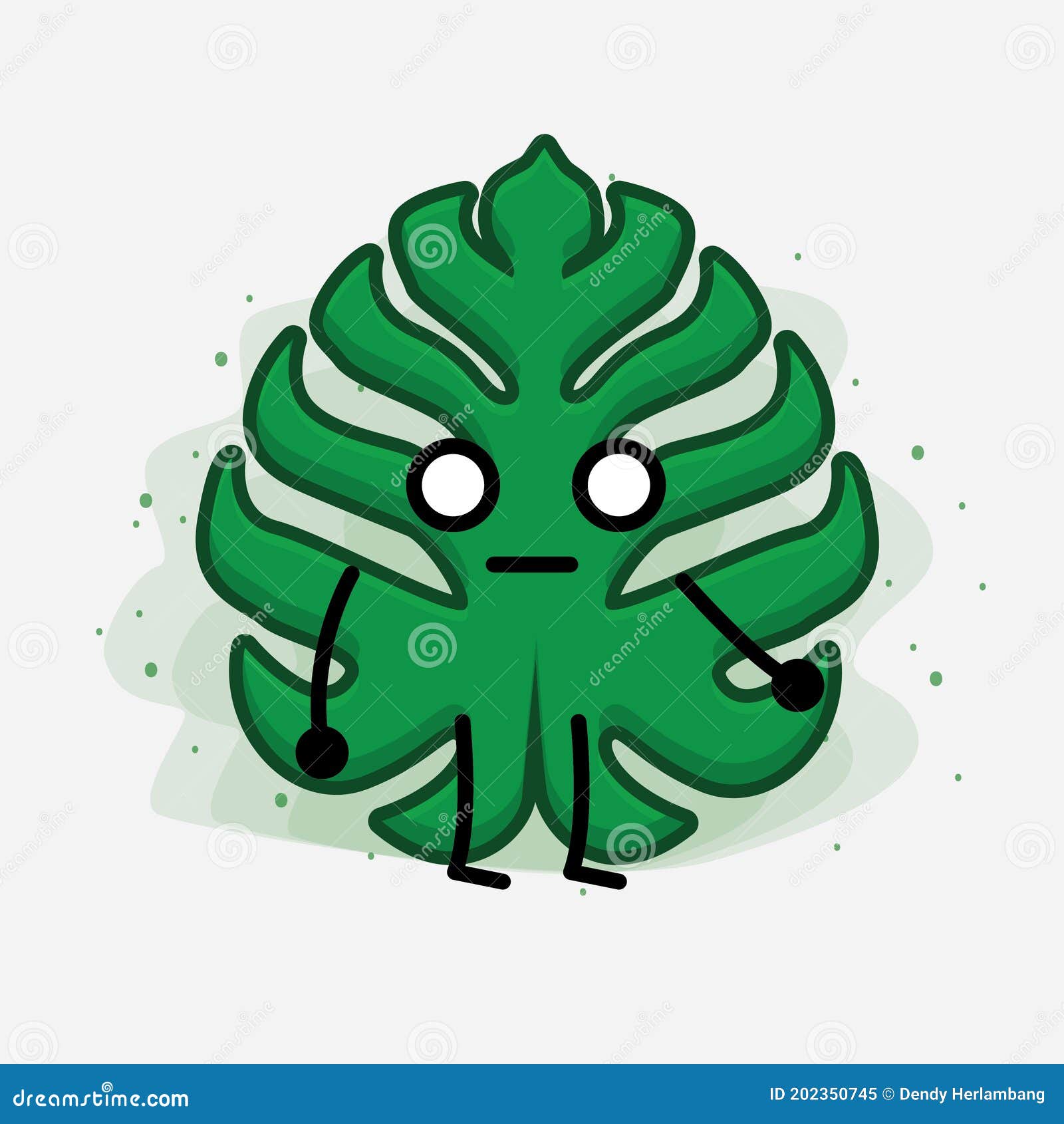 Cute Leaf Vector Character stock vector. Illustration of happy - 202350745