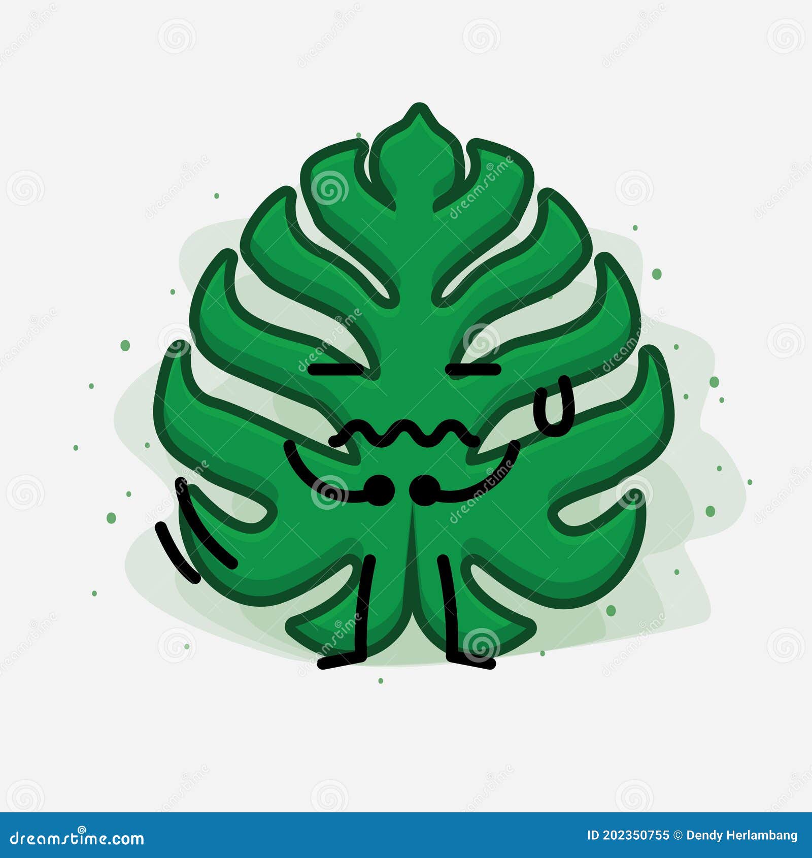 Cute Leaf Vector Character stock illustration. Illustration of ...
