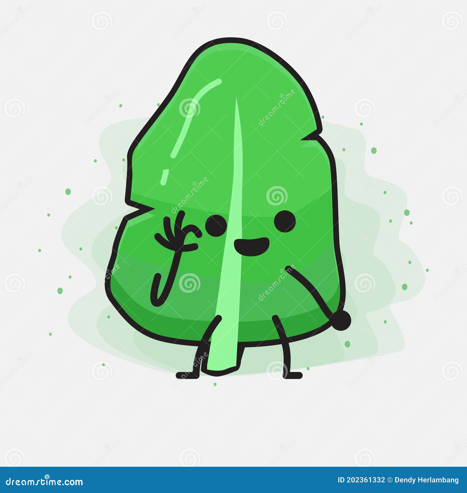 Cute Leaf Vector Character stock vector. Illustration of face - 202361332