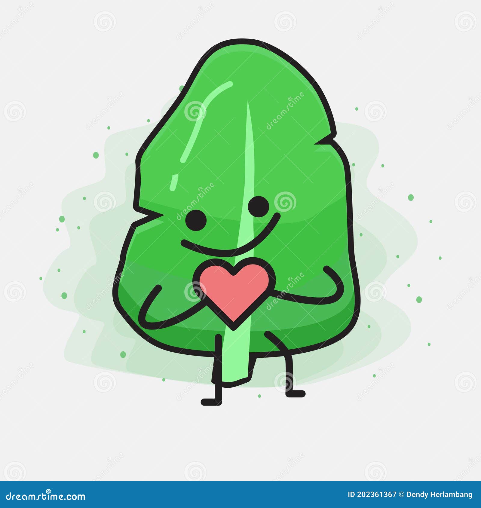 Cute Leaf Vector Character stock vector. Illustration of happy - 202361367