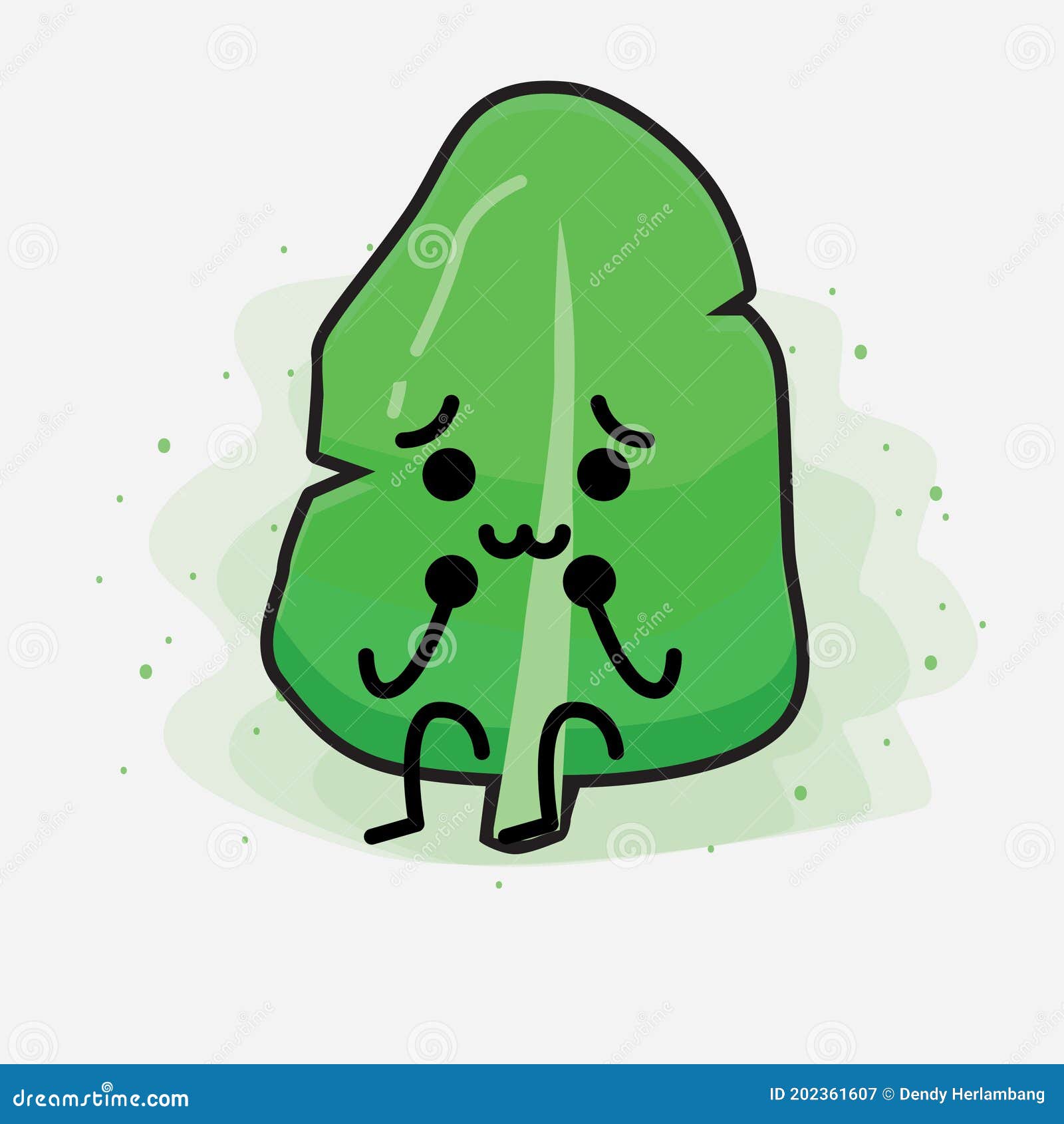 Cute Leaf Vector Character stock vector. Illustration of doodle - 202361607