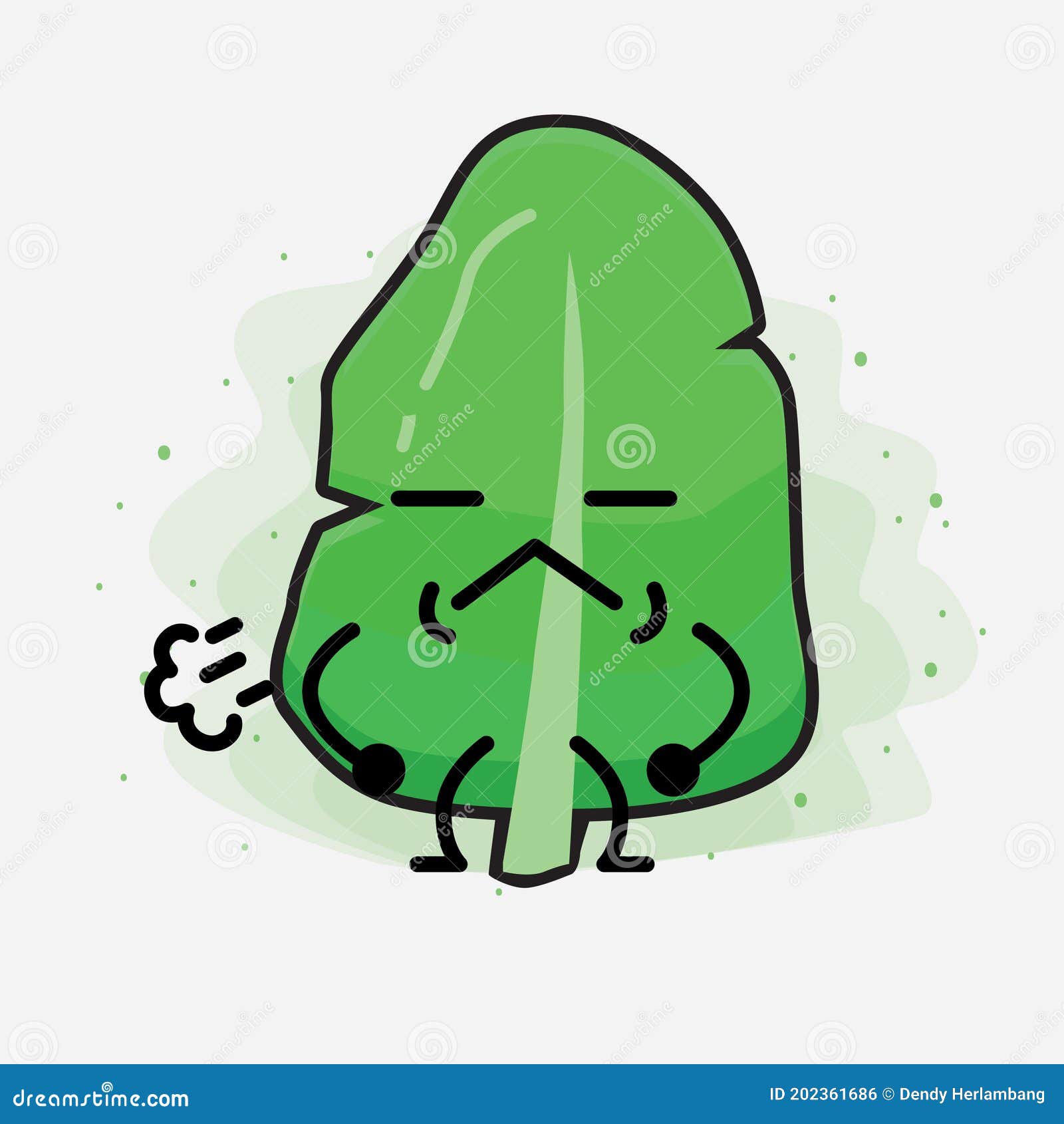 Cute Leaf Vector Character stock illustration. Illustration of icon ...