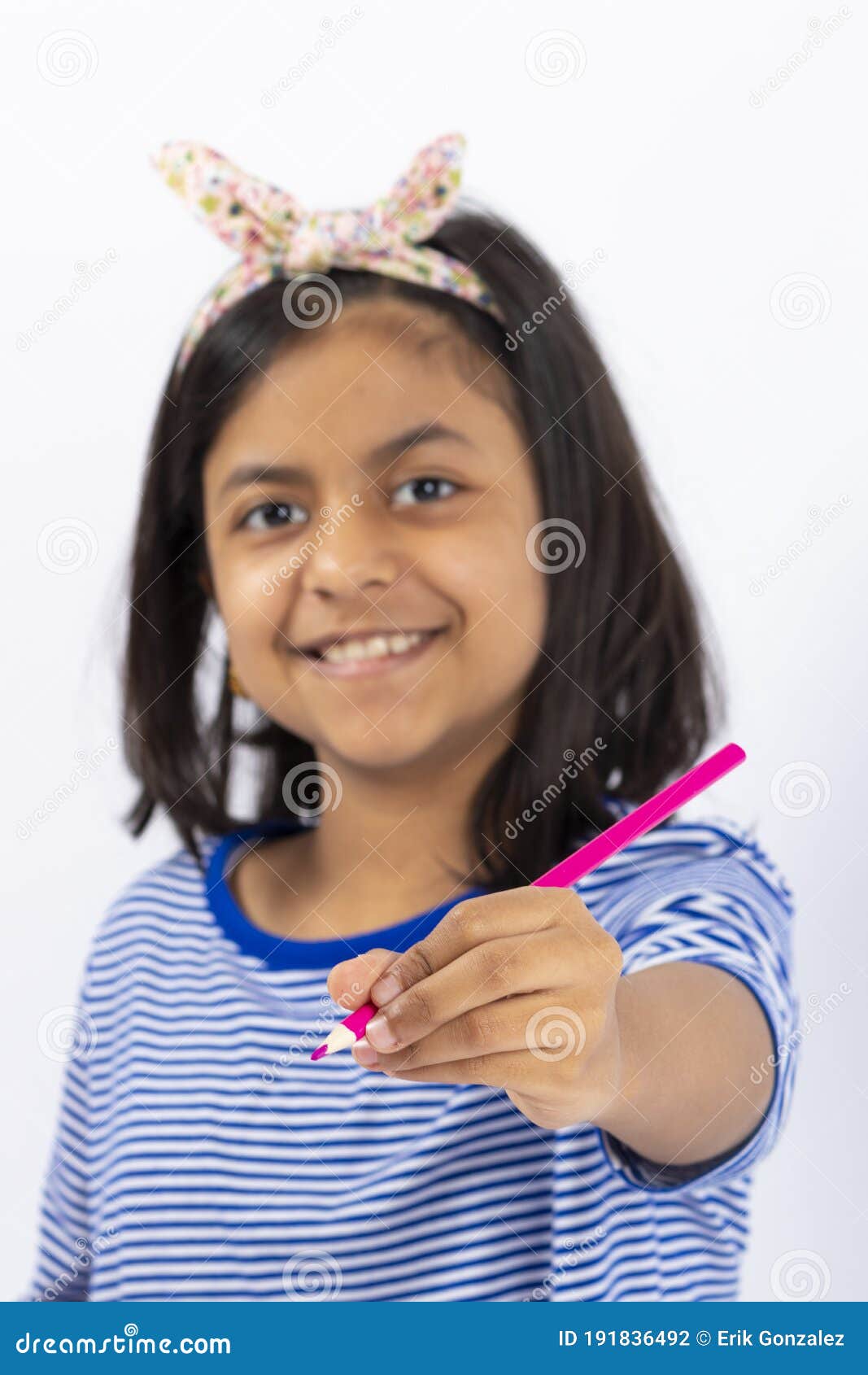 Cute Left-handed Girl is Writing with a Pencil Stock Photo - Image of ...