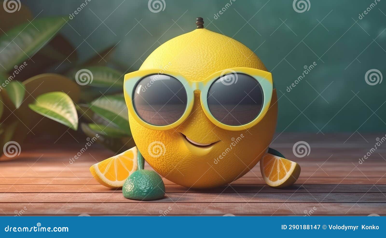 Cute Lemon Cartoon 3D Character. Generative Ai Stock Image - Image of ...