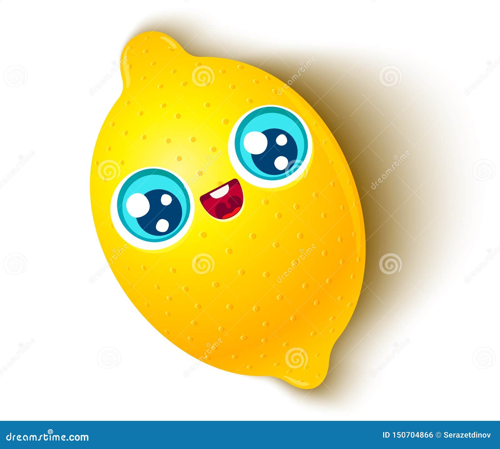 Cute Lemon Characters With Crying And Tears Emotions, Face, Arms And ...
