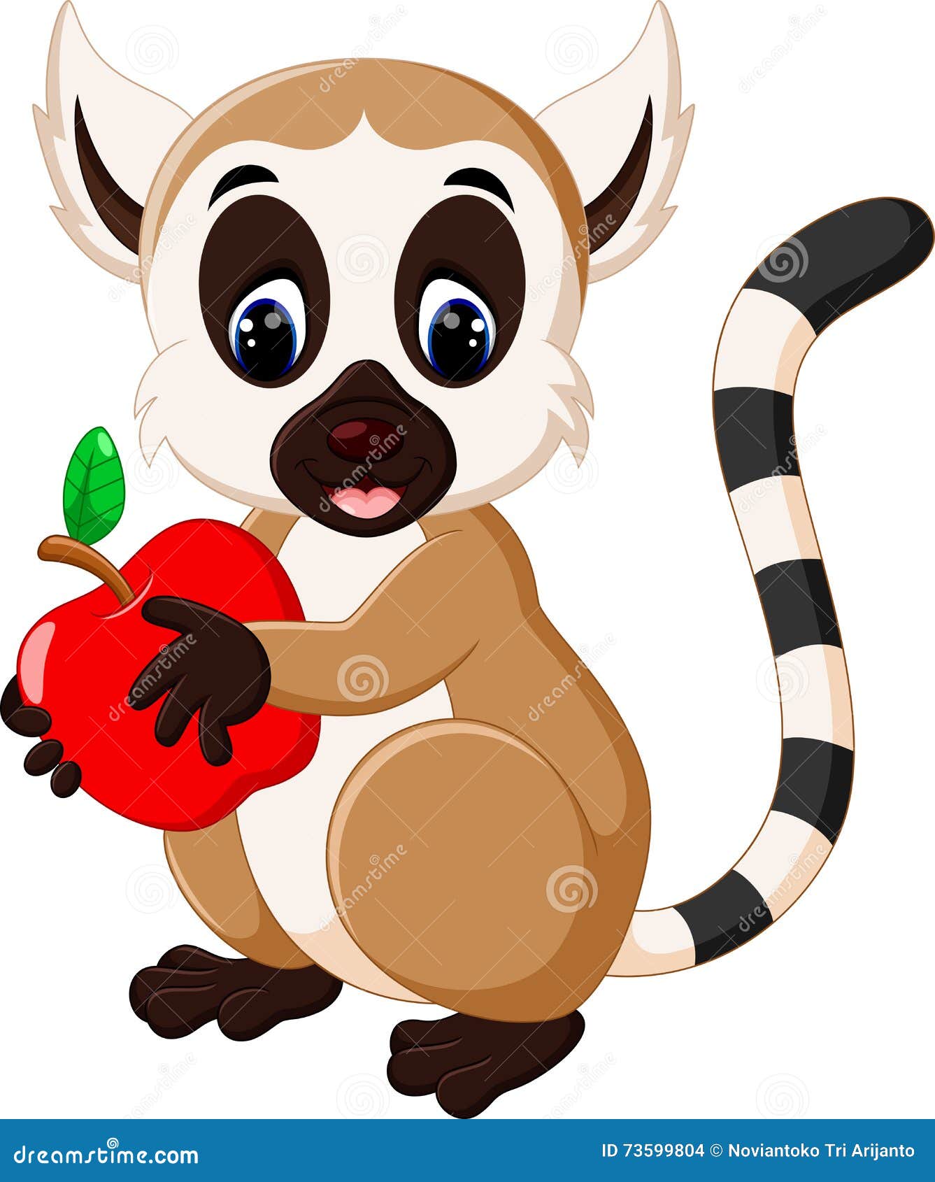 Cute lemur cartoon stock vector. Illustration of isolated - 73599804