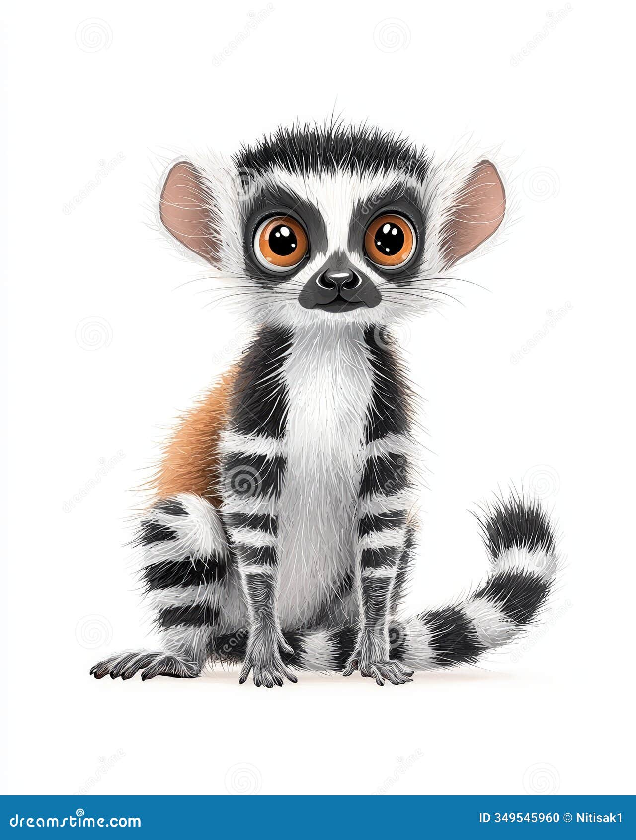 Cute Lemur Character White Isolate Background Stock Illustration ...