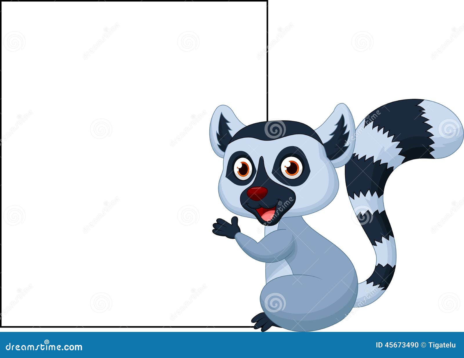 Cute Lemur Holding Blank Sign Stock Vector - Illustration of lemur ...