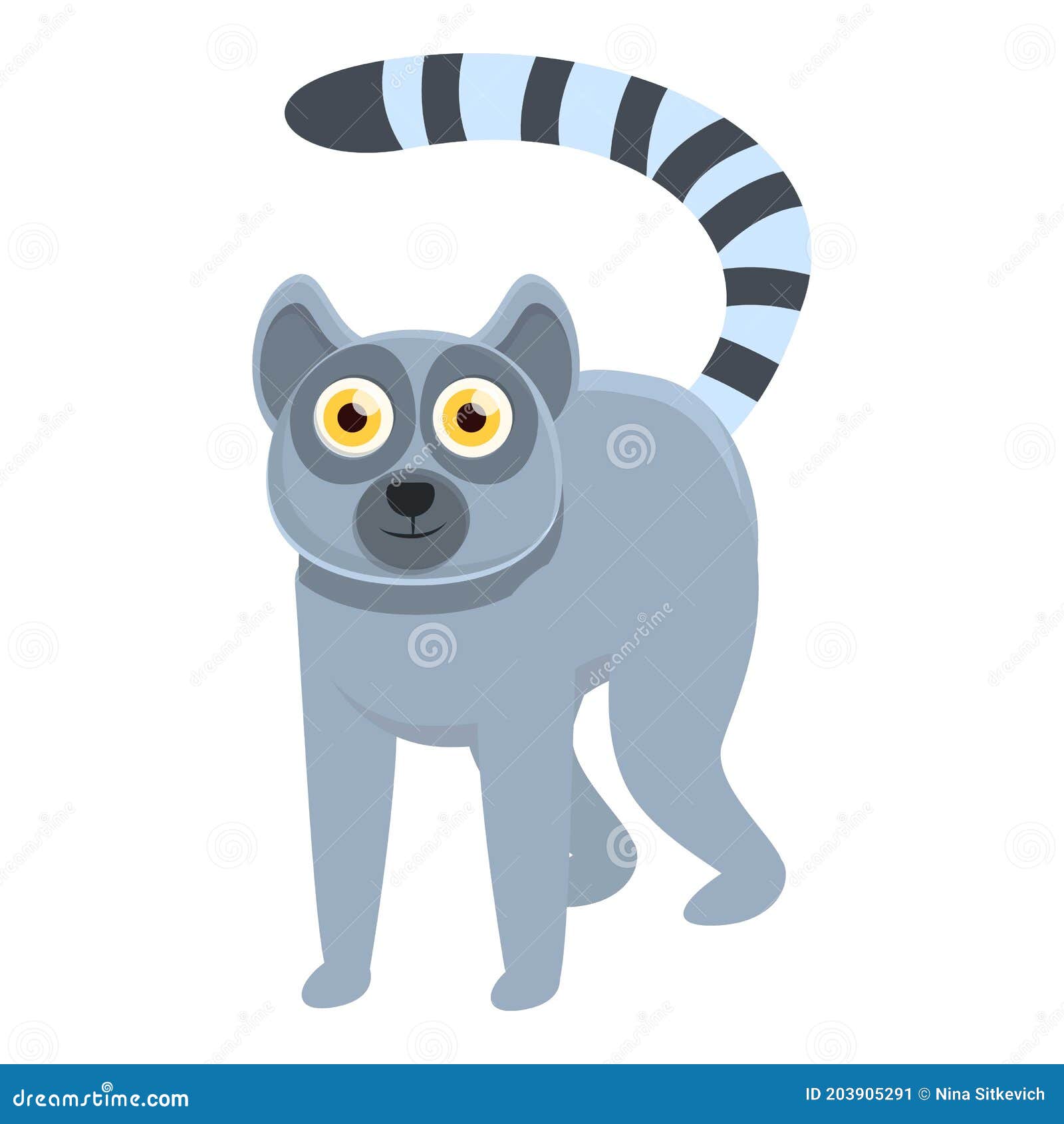 Cute Lemur Icon, Cartoon Style Stock Vector - Illustration of nature ...