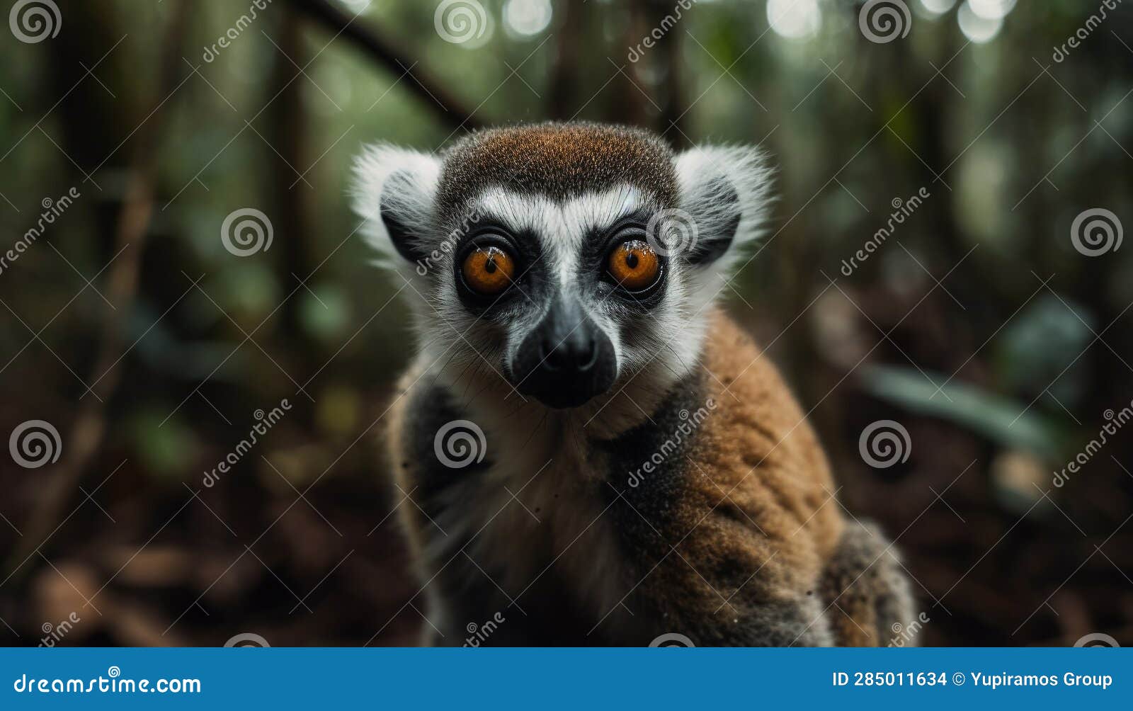 Cute Lemur in the Wild, Staring with Alertness at Camera Generated by ...