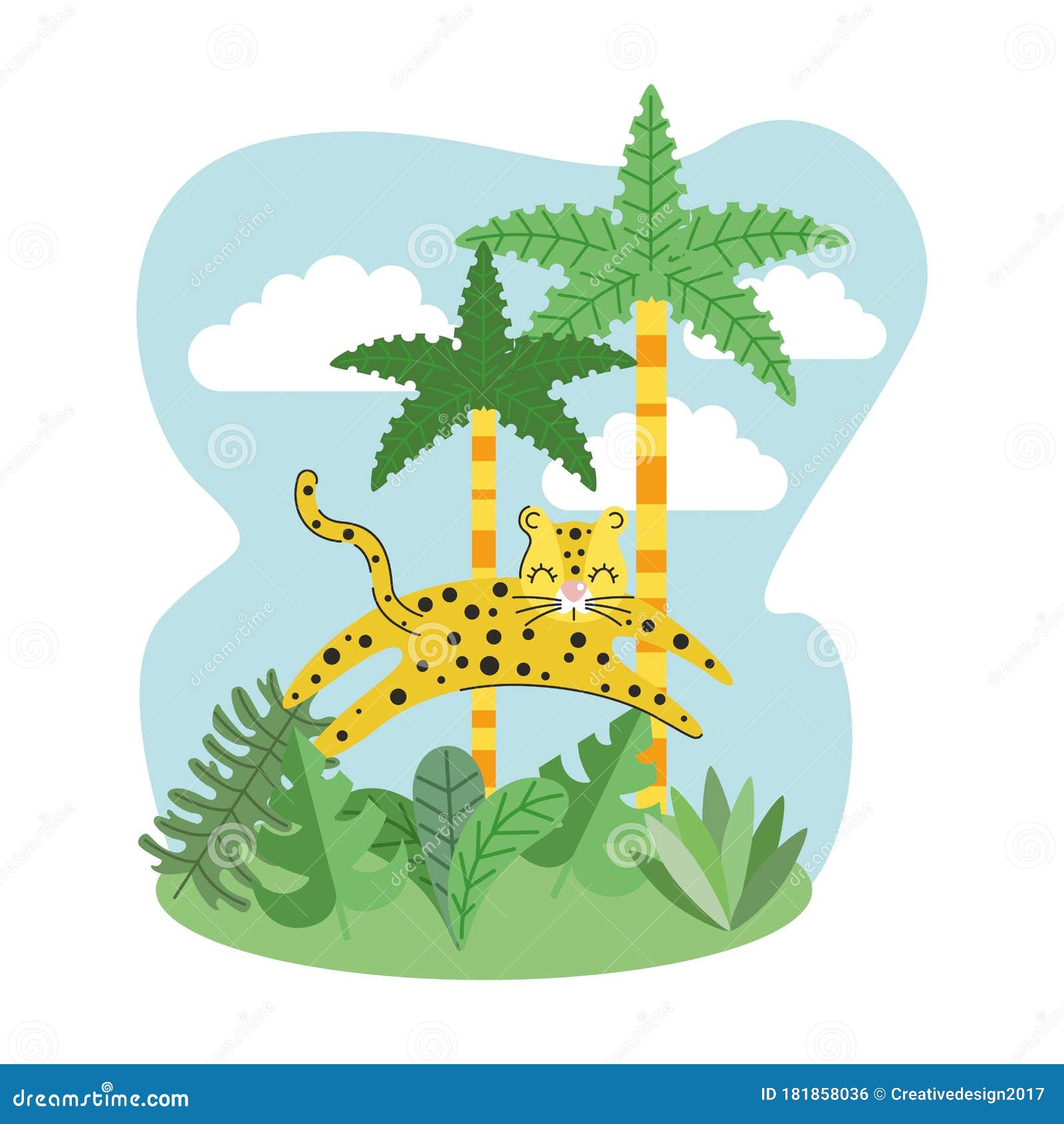 Leopard cartoon. vector stock vector. Illustration of leaves - 181858036