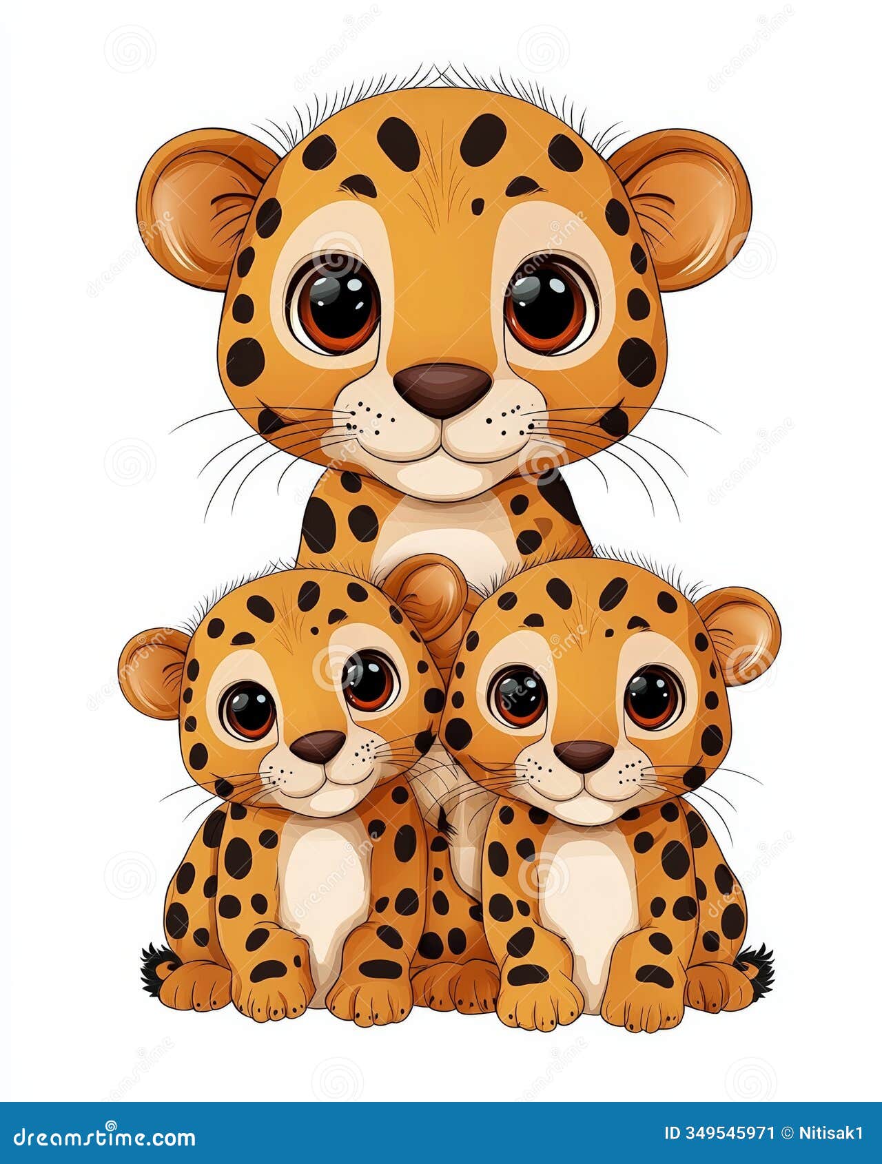 Cute Leopard Family on White Background Stock Illustration ...