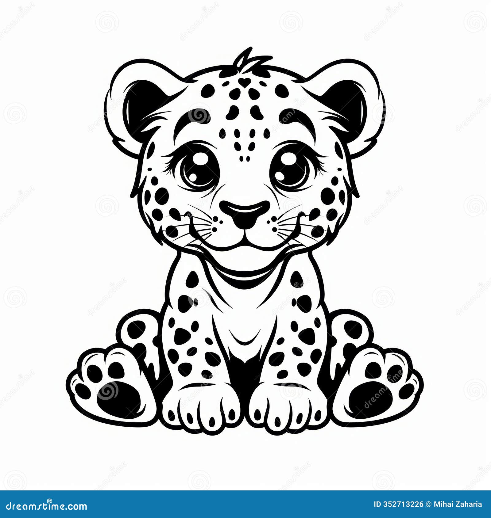 Cute Leopard Logo Design in Flat Vector Style with Outline Stock ...