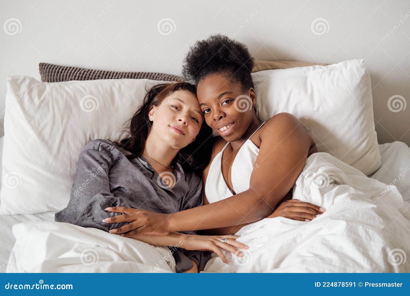 Cute Lesbian Couple Looking At Camera Stock Image Image Of Cute