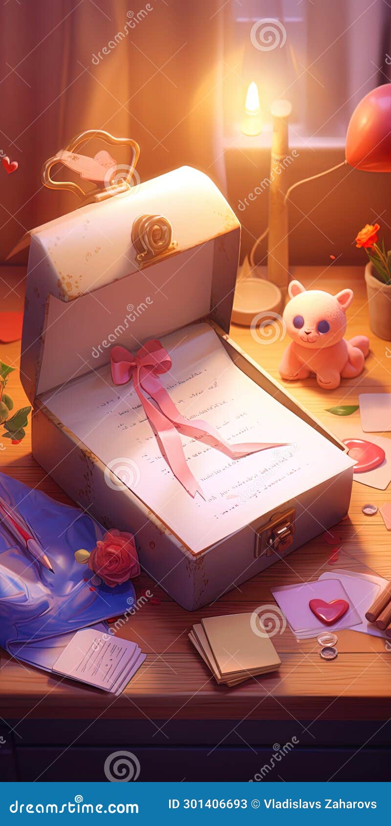 Cute Letters and Notes Hidden in the Box Stock Illustration ...