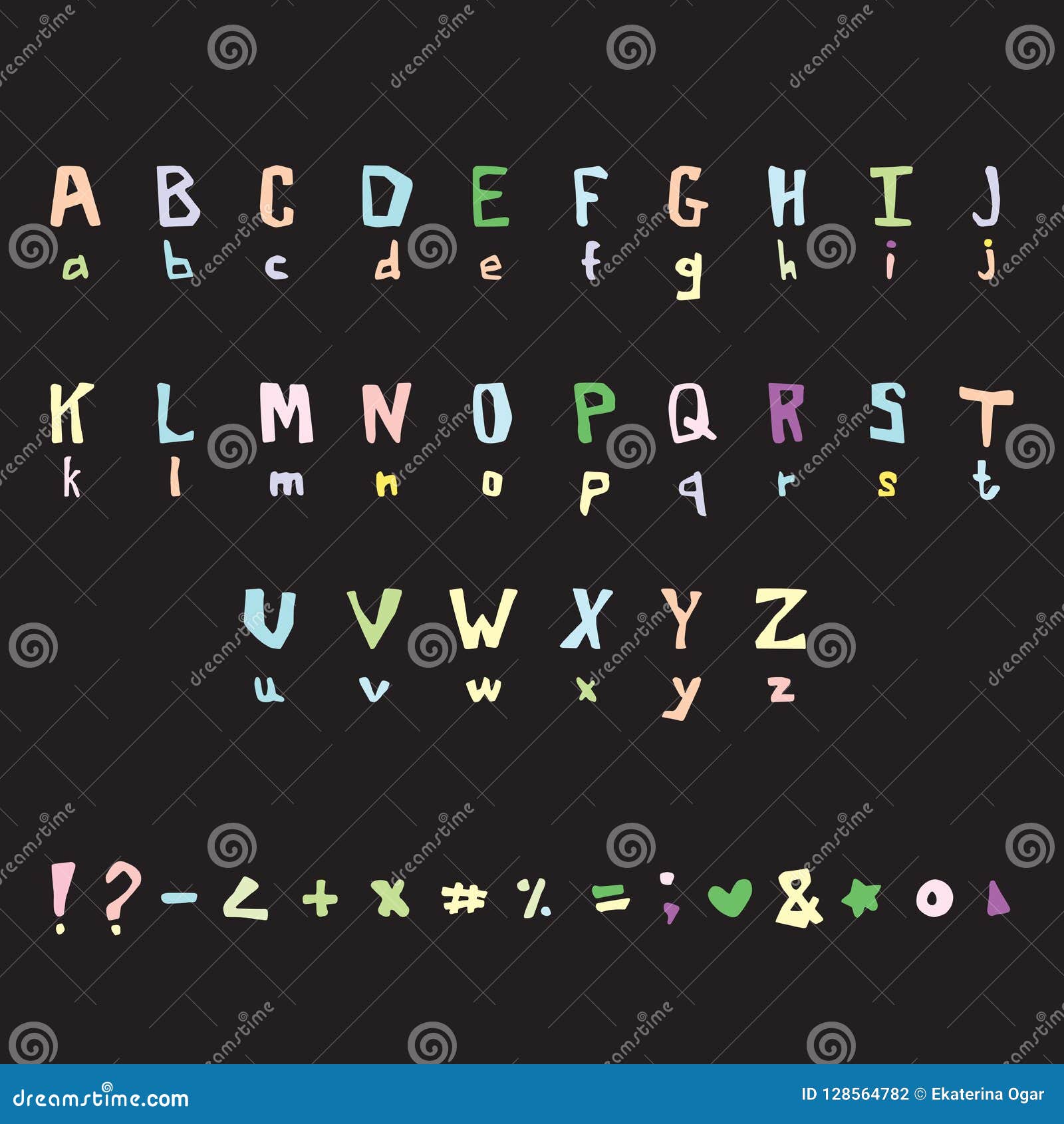 Cute Letters Vector. Handwritten Font. Stock Vector - Illustration of ...