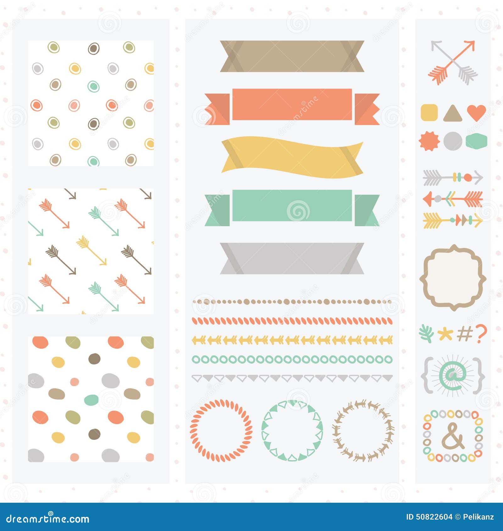 Cute Light Color Design Elements Set Stock Vector - Illustration of ...