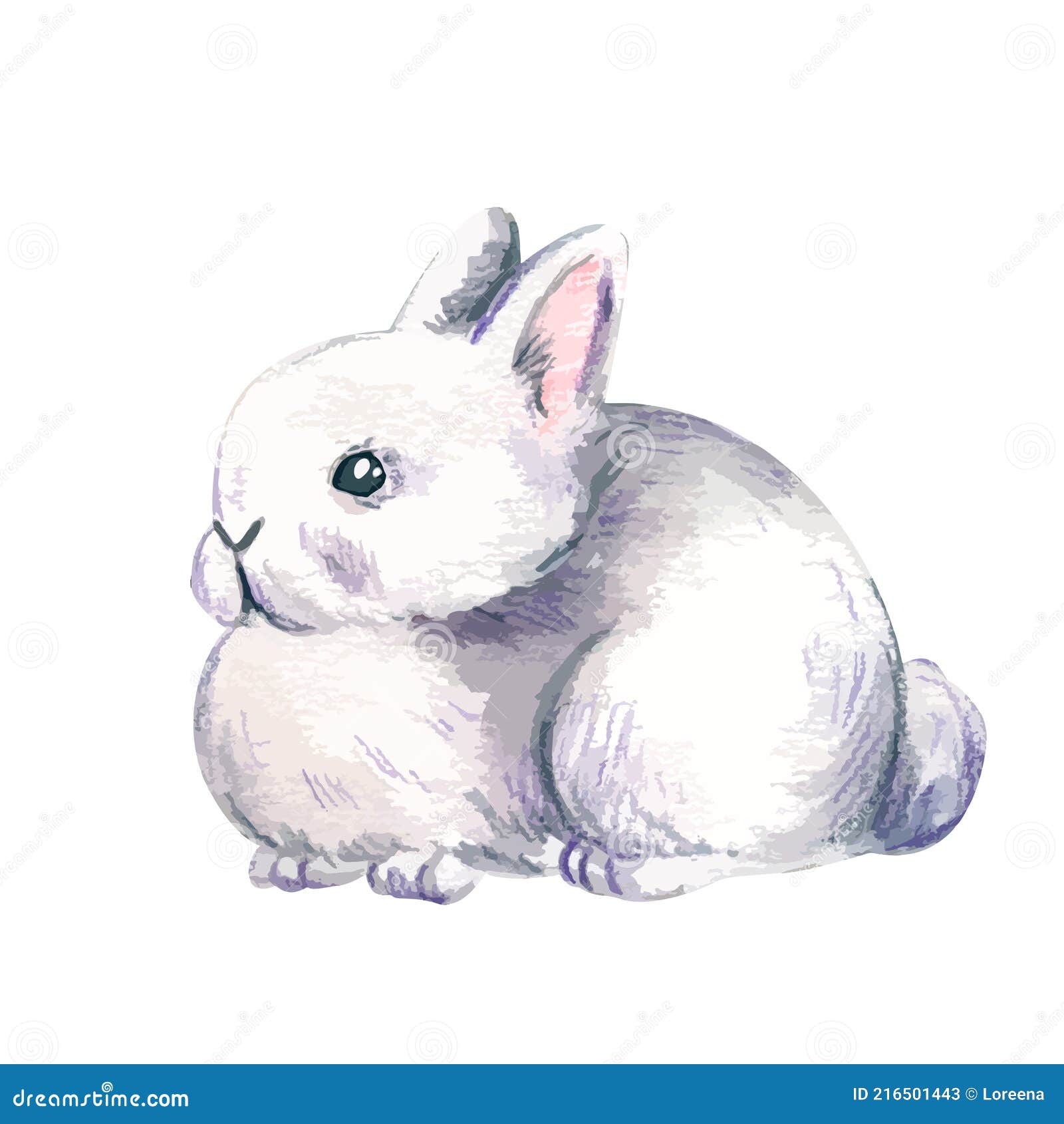 Cute Light Grey Rabbit, Hand Drawn Vector Stock Vector - Illustration ...