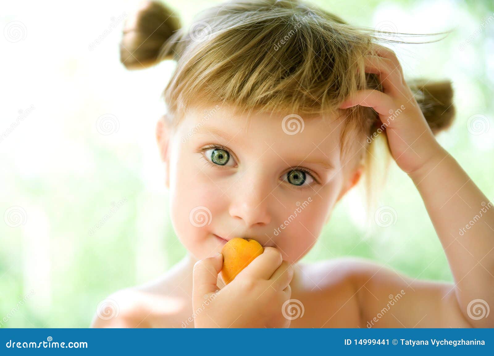 Cute Liitle Girl with the Apricot Stock Image - Image of lifestyle ...