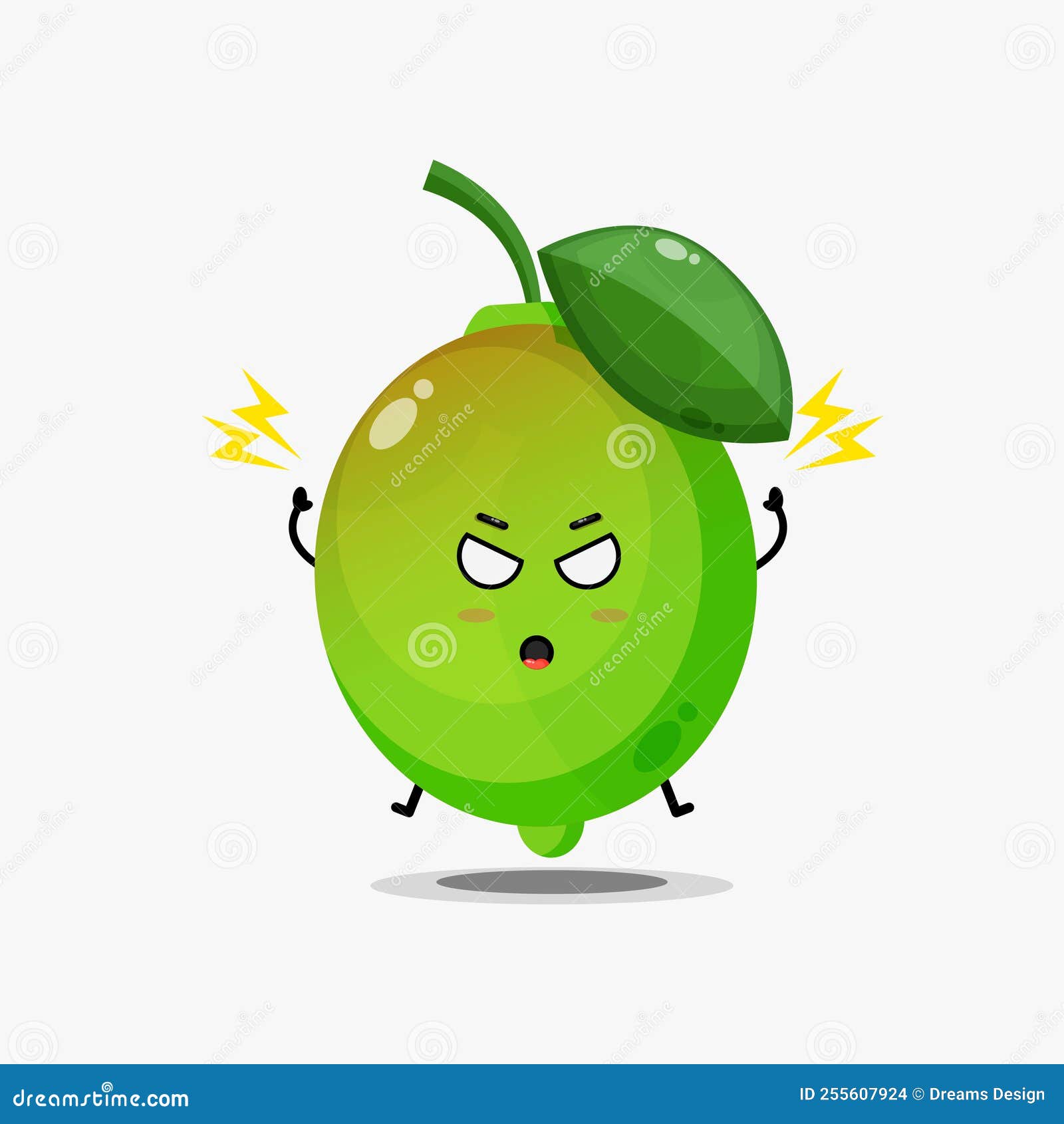 Cute Lime Character is Angry Stock Vector - Illustration of face, fruit ...