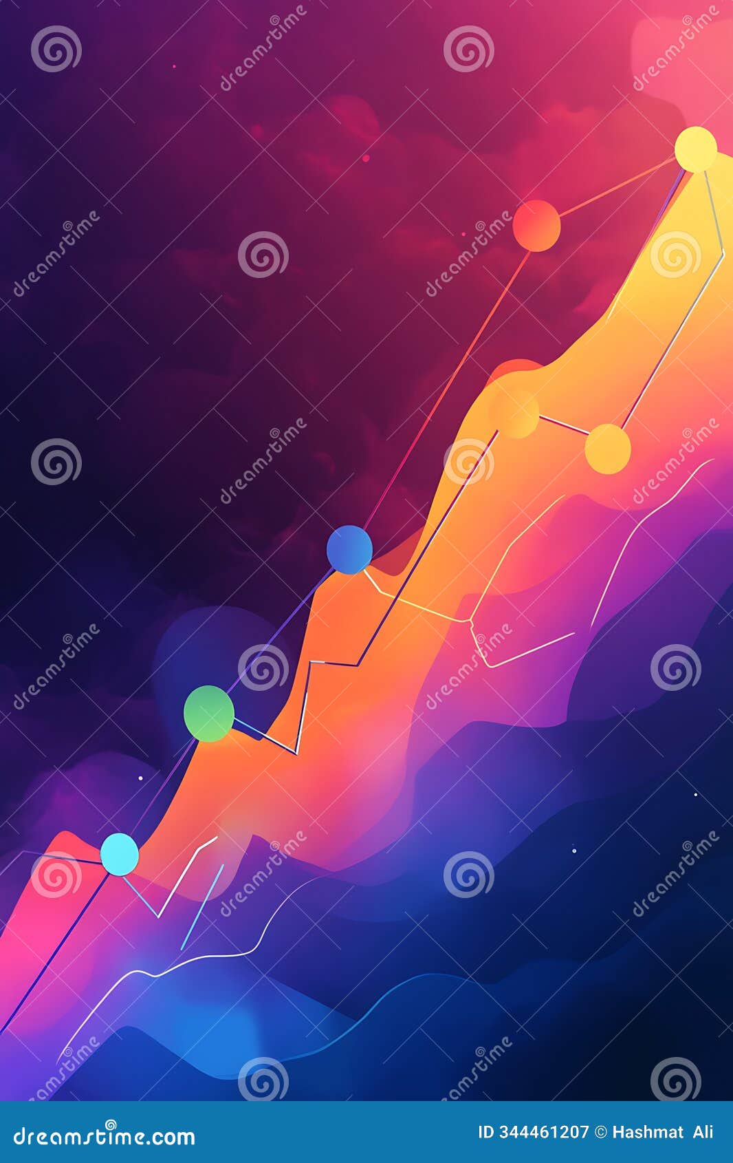 Cute Line Graph with a Whimsical Gradient Backdrop Stock Illustration ...