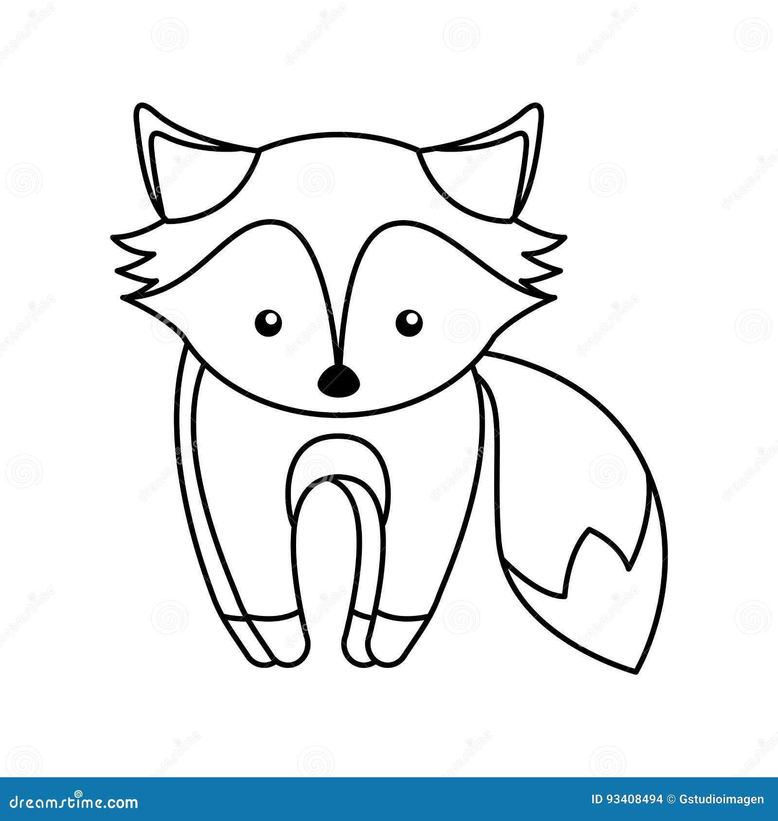 Cute line icon fox cartoon stock vector. Illustration of forest - 93408494