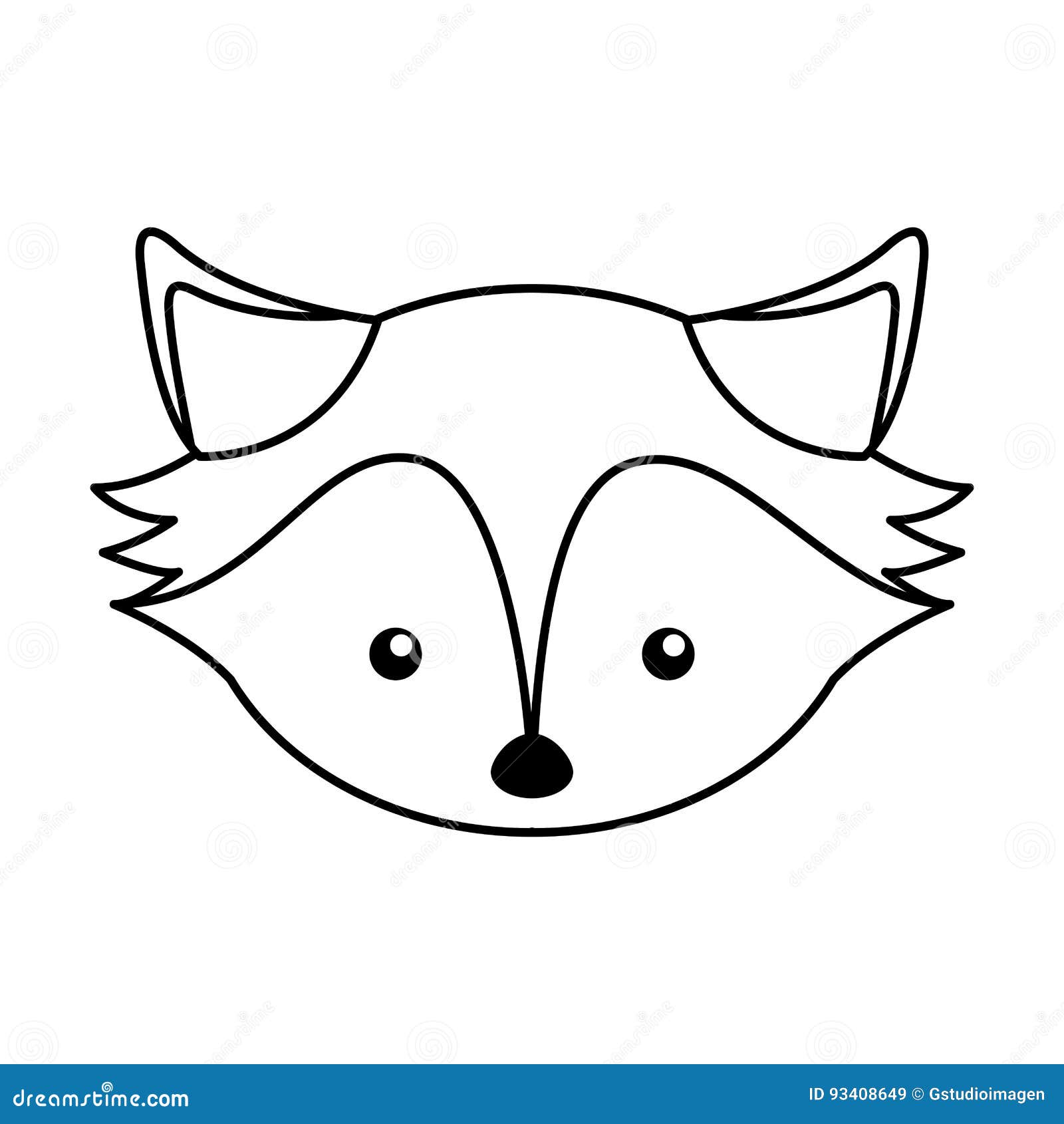 Cute Line Icon Fox Face Cartoon Stock Vector - Illustration of jungle ...