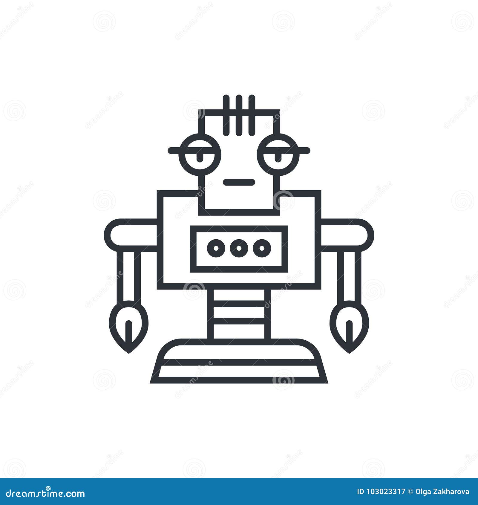 Cute Line Robot stock vector. Illustration of artificial - 103023317