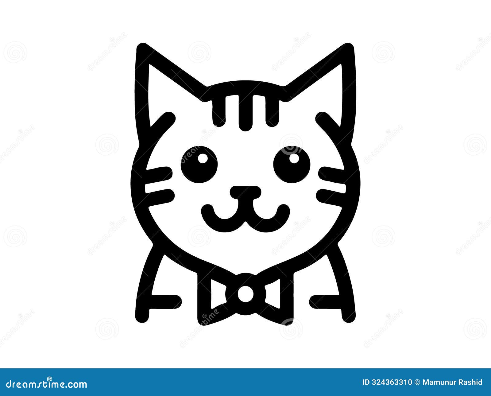 Cute Lines Cat Head Logo Vector Template Stock Illustration ...