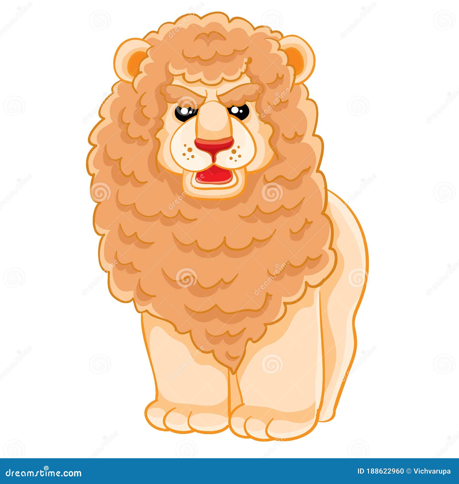 Cute Lion with a Big Mane, Cartoon Illustration, Isolated Object on a ...