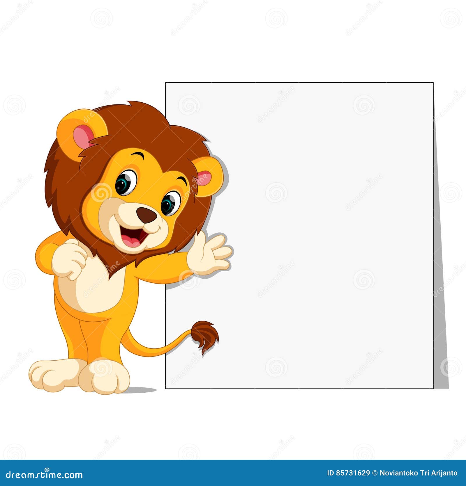 Cute lion with blank sign stock vector. Illustration of mammal - 85731629