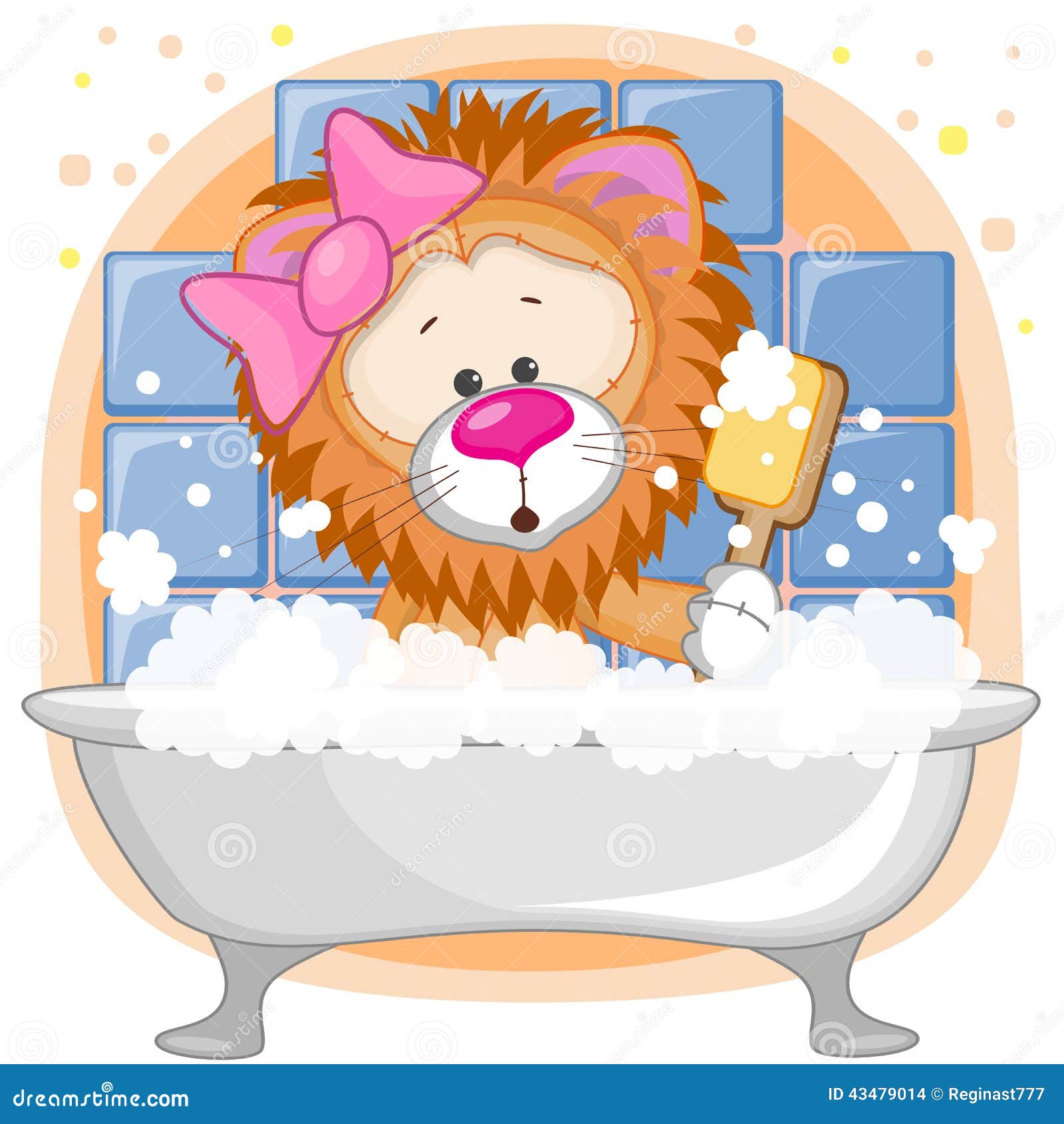 Washing Lion Vector Illustration | CartoonDealer.com #7827434
