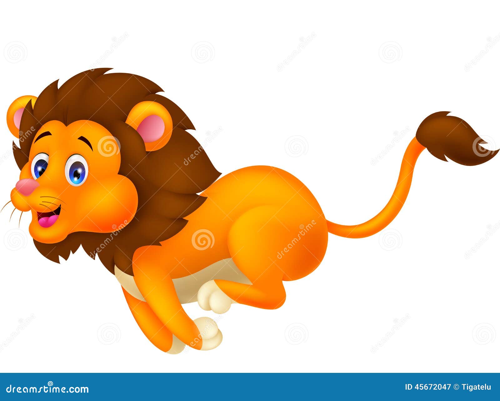 Cute lion cartoon running stock vector. Illustration of character ...