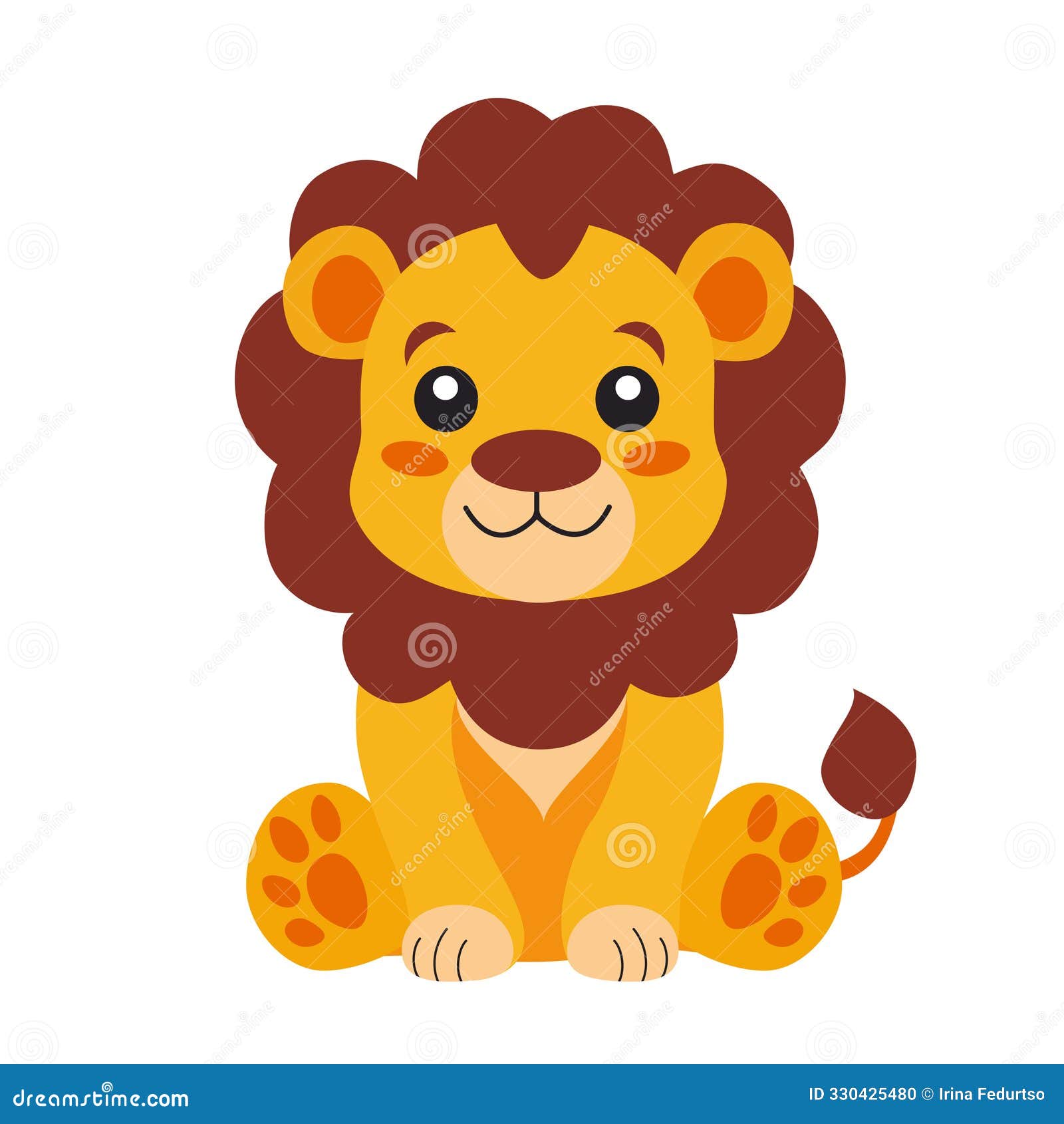 Cute Lion Cub. Flat Vector Illustration for Children Stock Vector ...