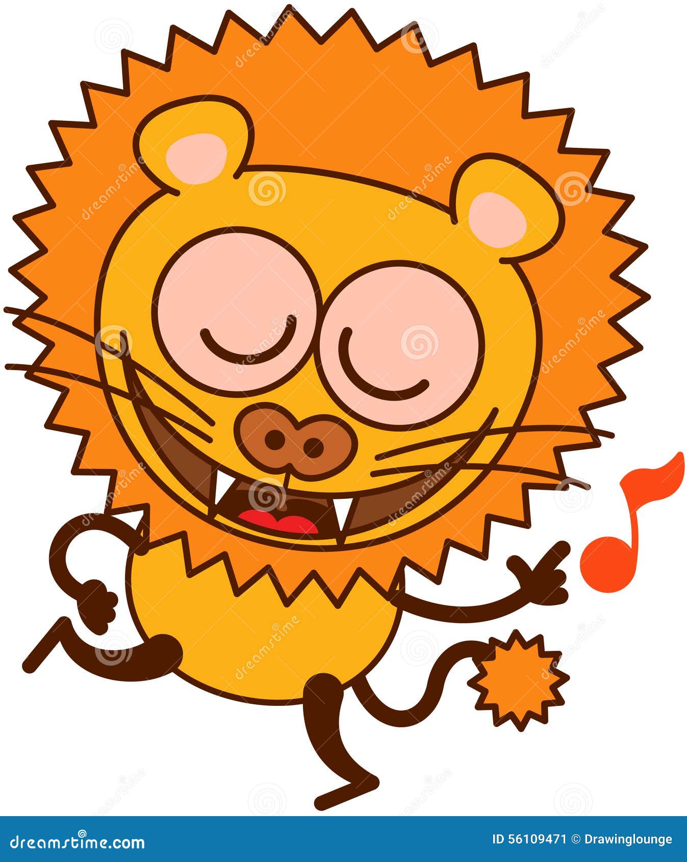 Cute Lion Dancing and Singing Enthusiastically Stock Vector ...
