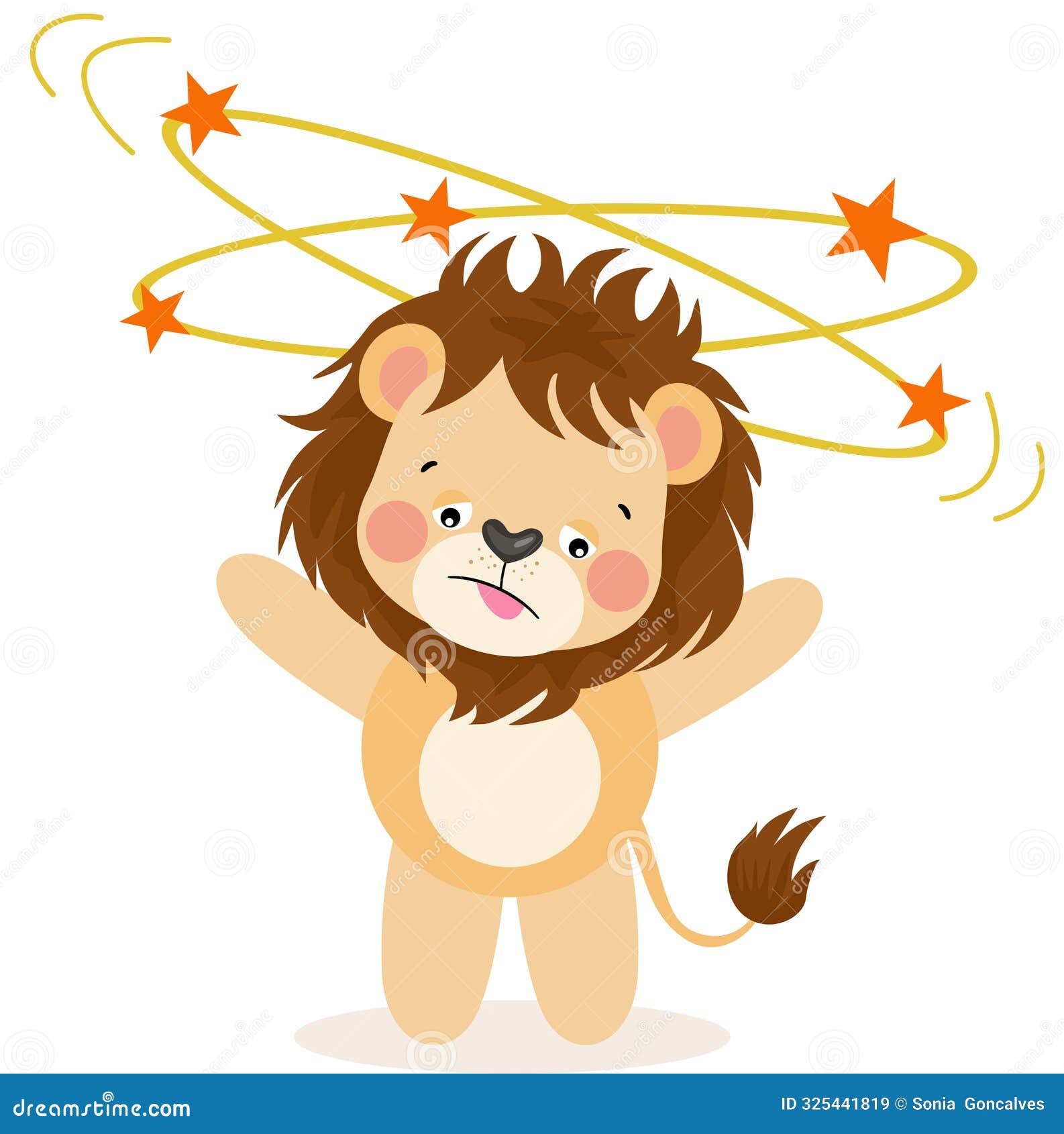 Cute Lion Feeling Dizzy Isolated On White Cartoon Vector ...