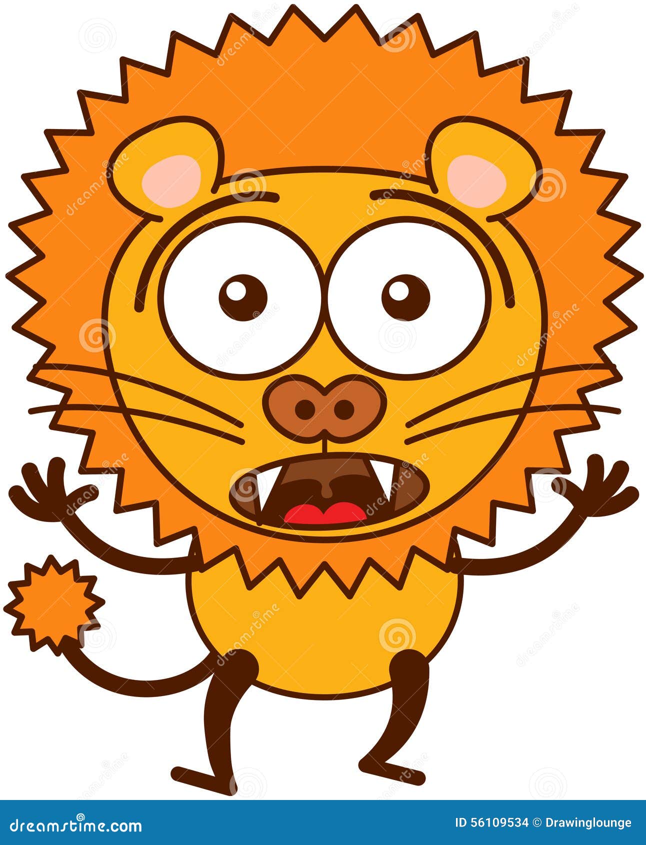 Cute Lion Feeling Surprised And Scared Stock Vector - Image: 56109534
